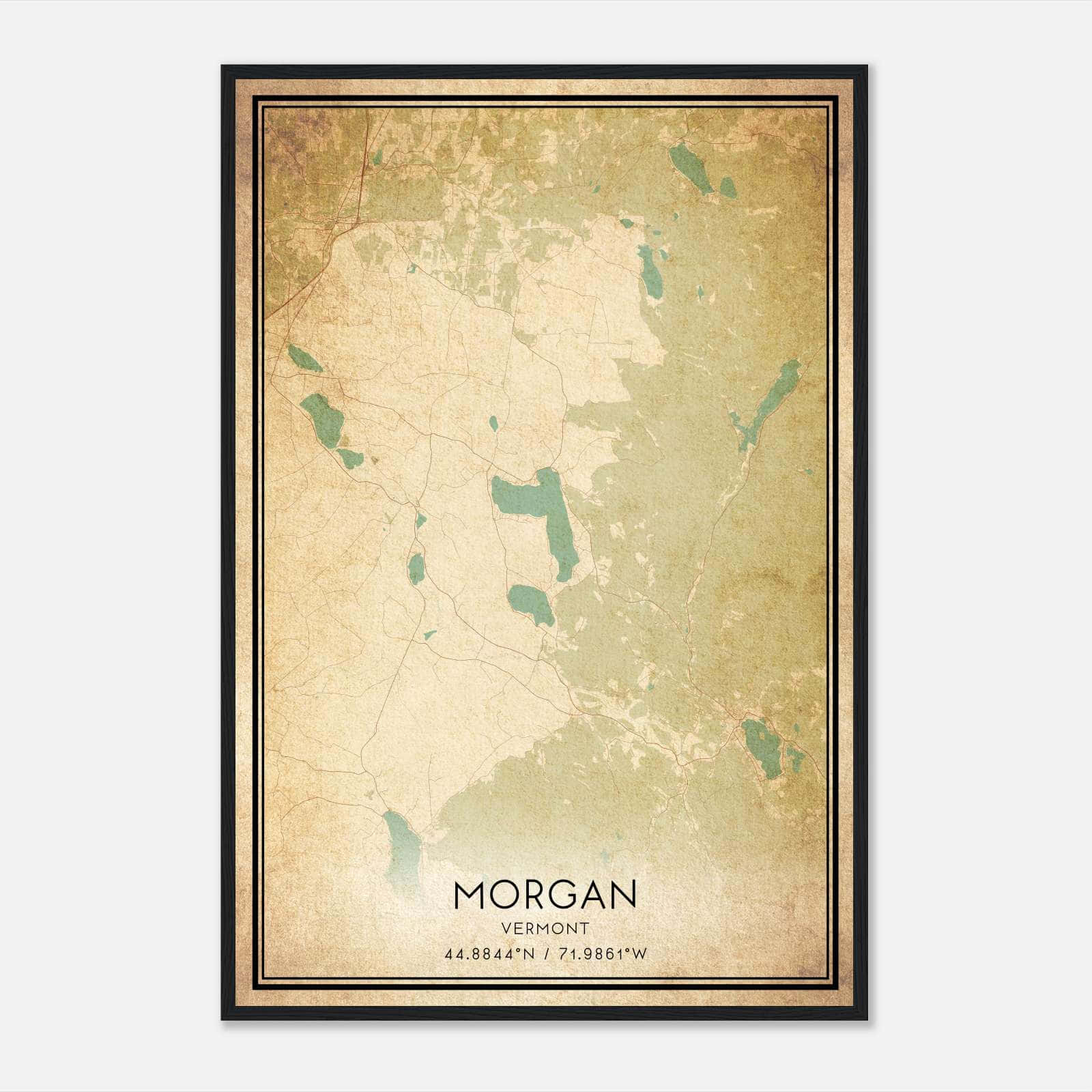 Vintage Morgan Vermont Map Poster, Morgan VT City Road Wall Art Print ...