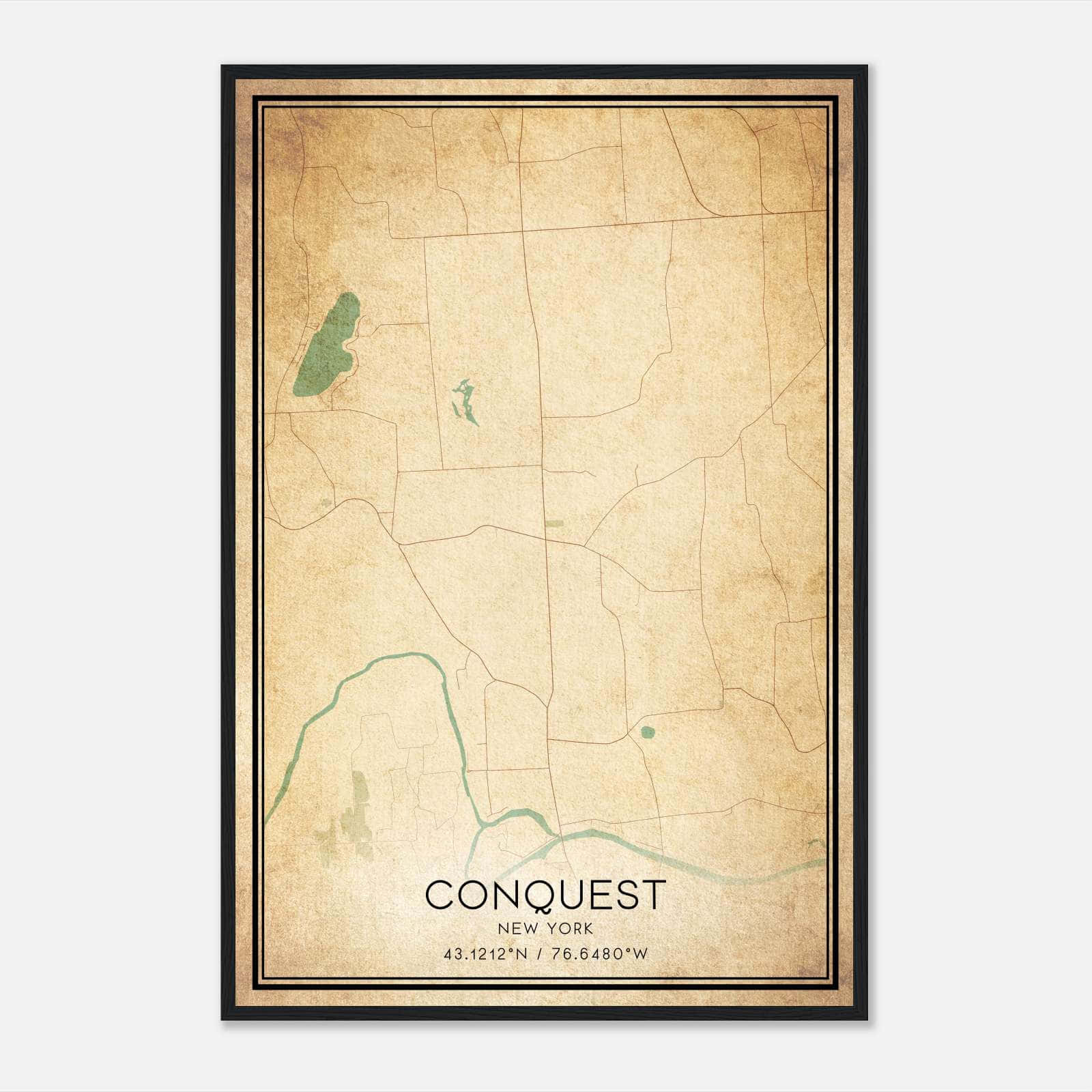 Vintage Conquest New York Map Poster, Conquest NY City Road Wall Art ...