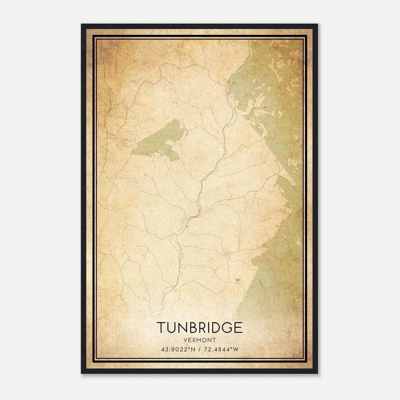 Vintage Tunbridge Vermont Map Poster, Tunbridge VT City Road Wall Art ...