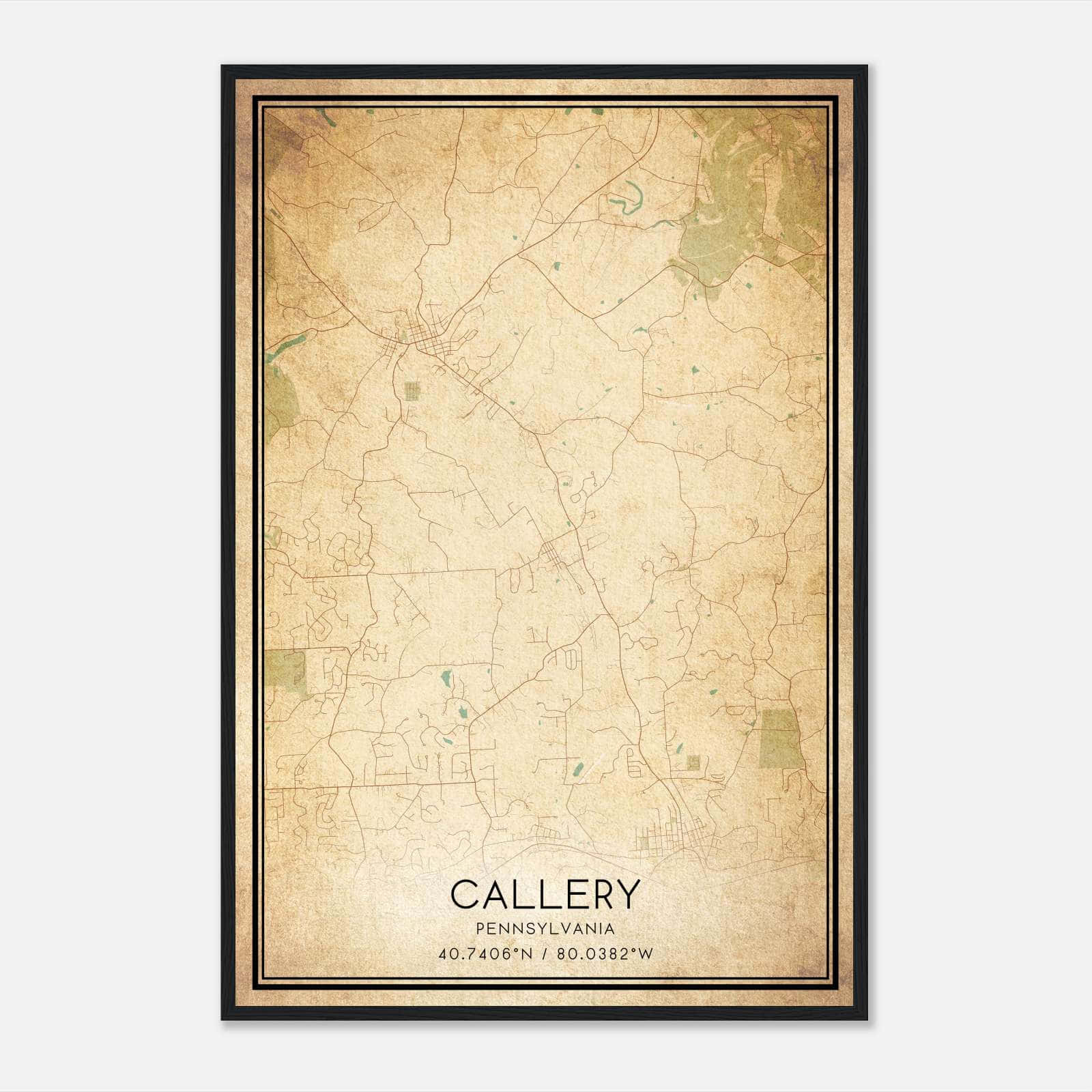 Vintage Callery Pennsylvania Map Poster, Callery PA City Road Wall Art ...
