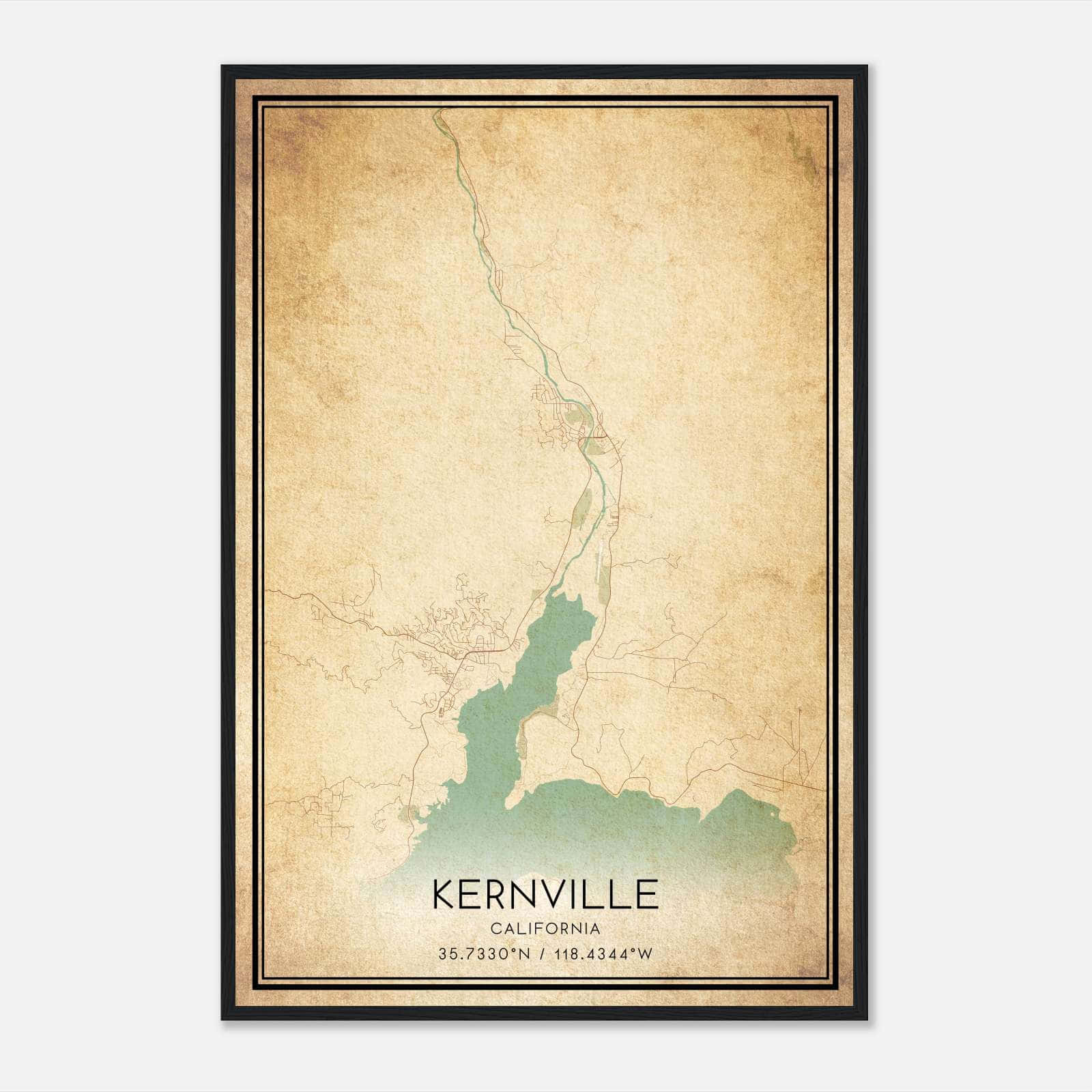 Vintage Kernville California Map Poster, Kernville CA City Road Wall ...