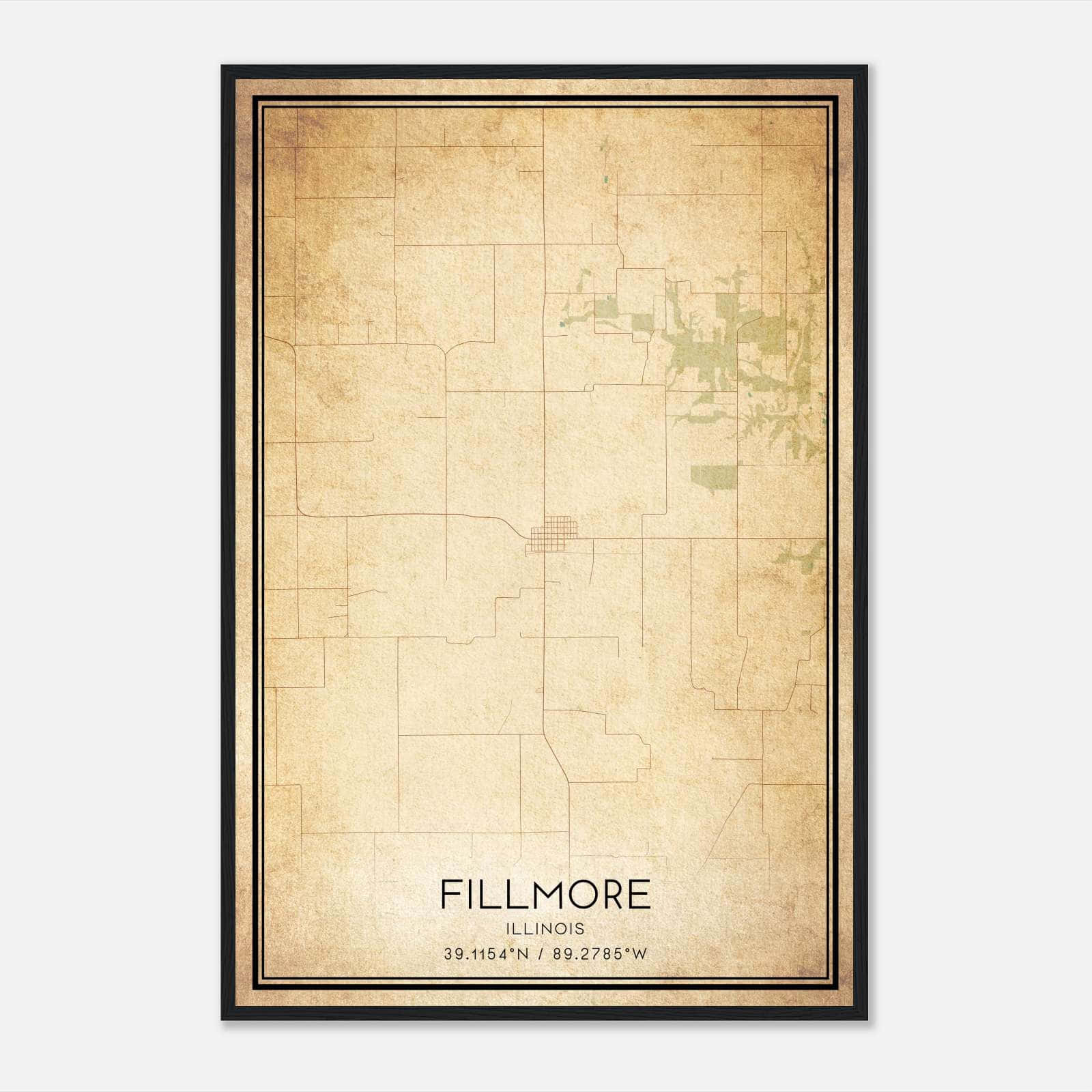 Vintage Fillmore Illinois Map Poster, Fillmore IL City Road Wall Art ...