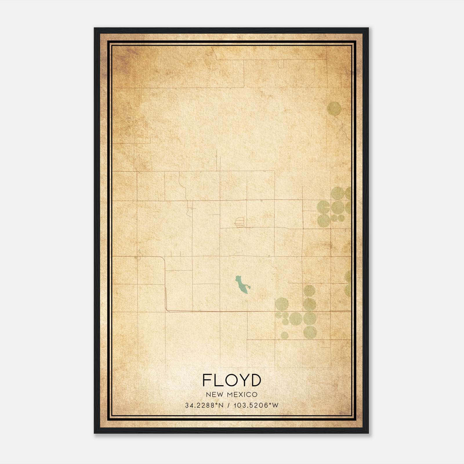 Vintage Floyd New Mexico Map Poster, Floyd NM City Road Wall Art Print ...