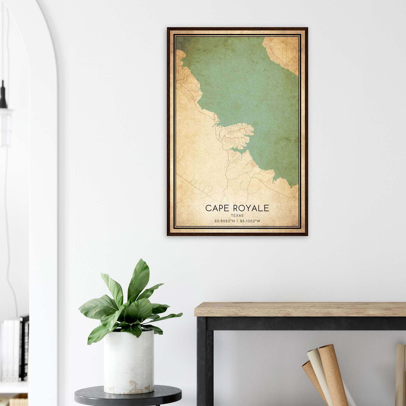 Vintage Cape Royale Texas Map Poster, Cape Royale TX City Road Wall Art ...