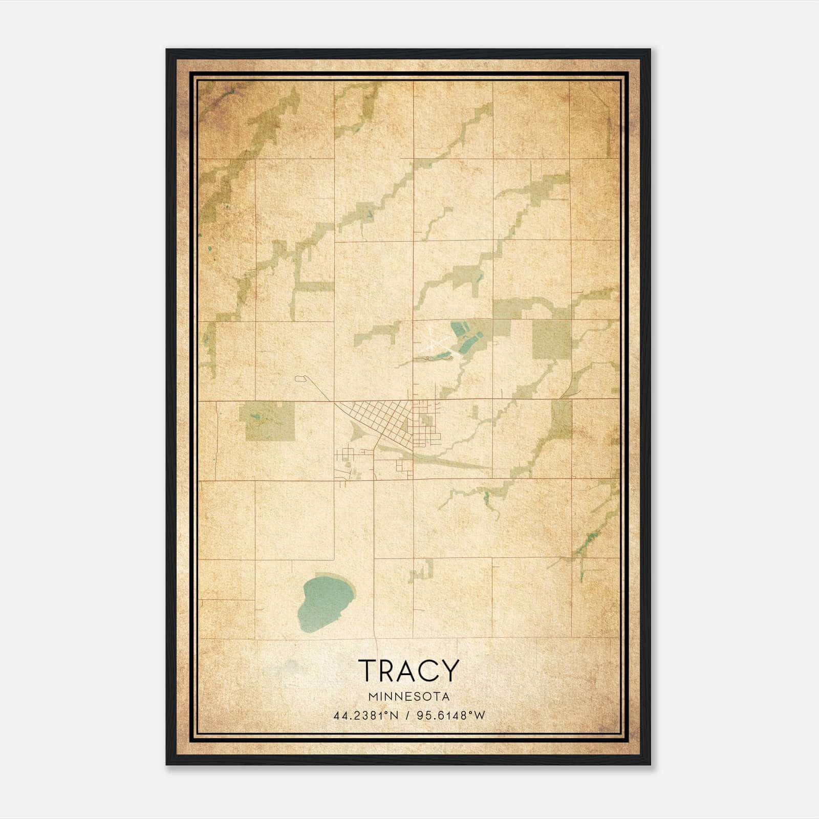 Vintage Tracy Minnesota Map Poster, Tracy MN City Road Wall Art Print ...