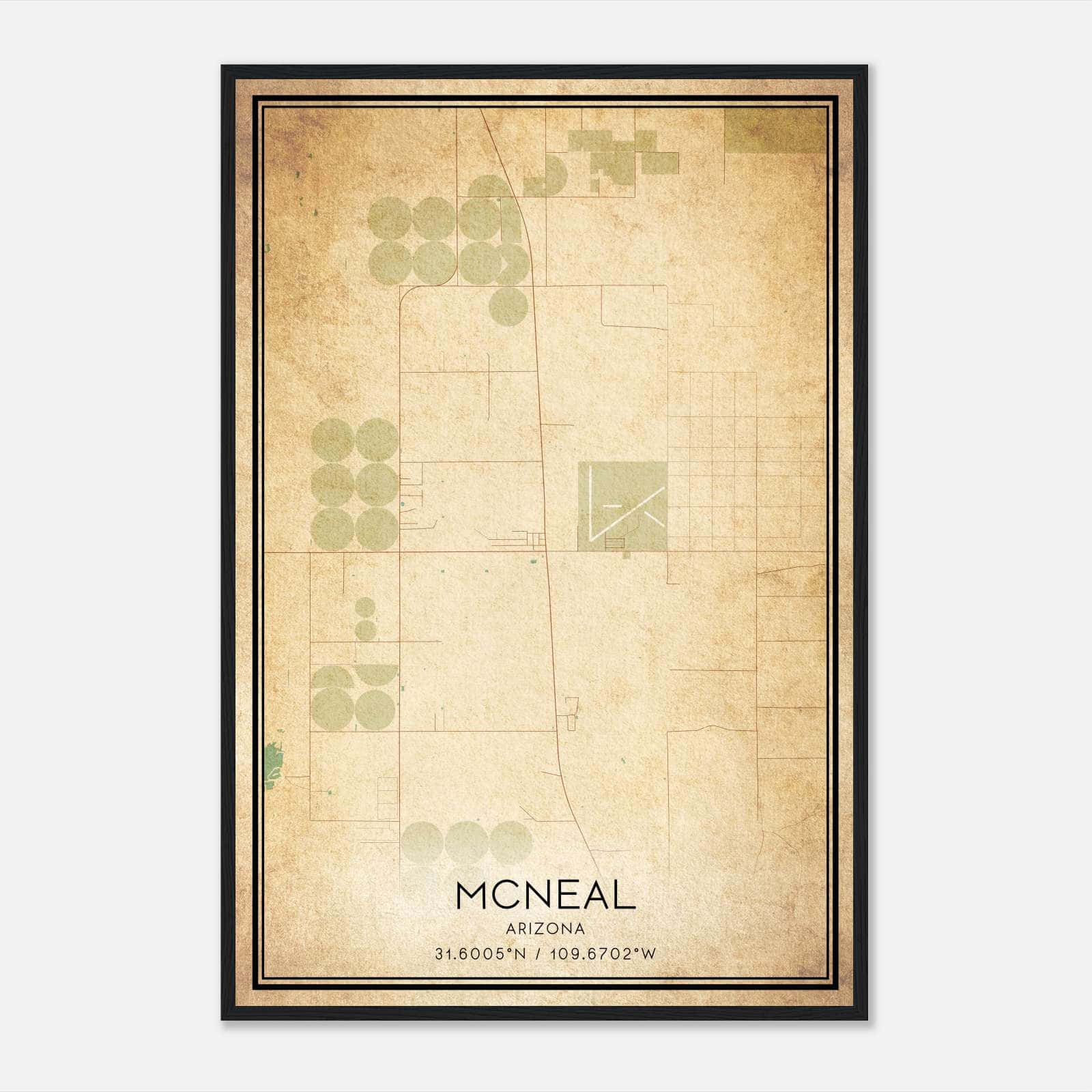 Vintage Mcneal Arizona Map Poster, Mcneal AZ City Road Wall Art Print ...