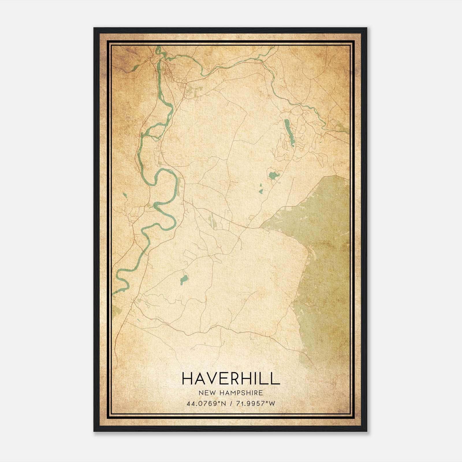 Vintage Haverhill New Hampshire Map Poster, Haverhill NH City Road Wall ...
