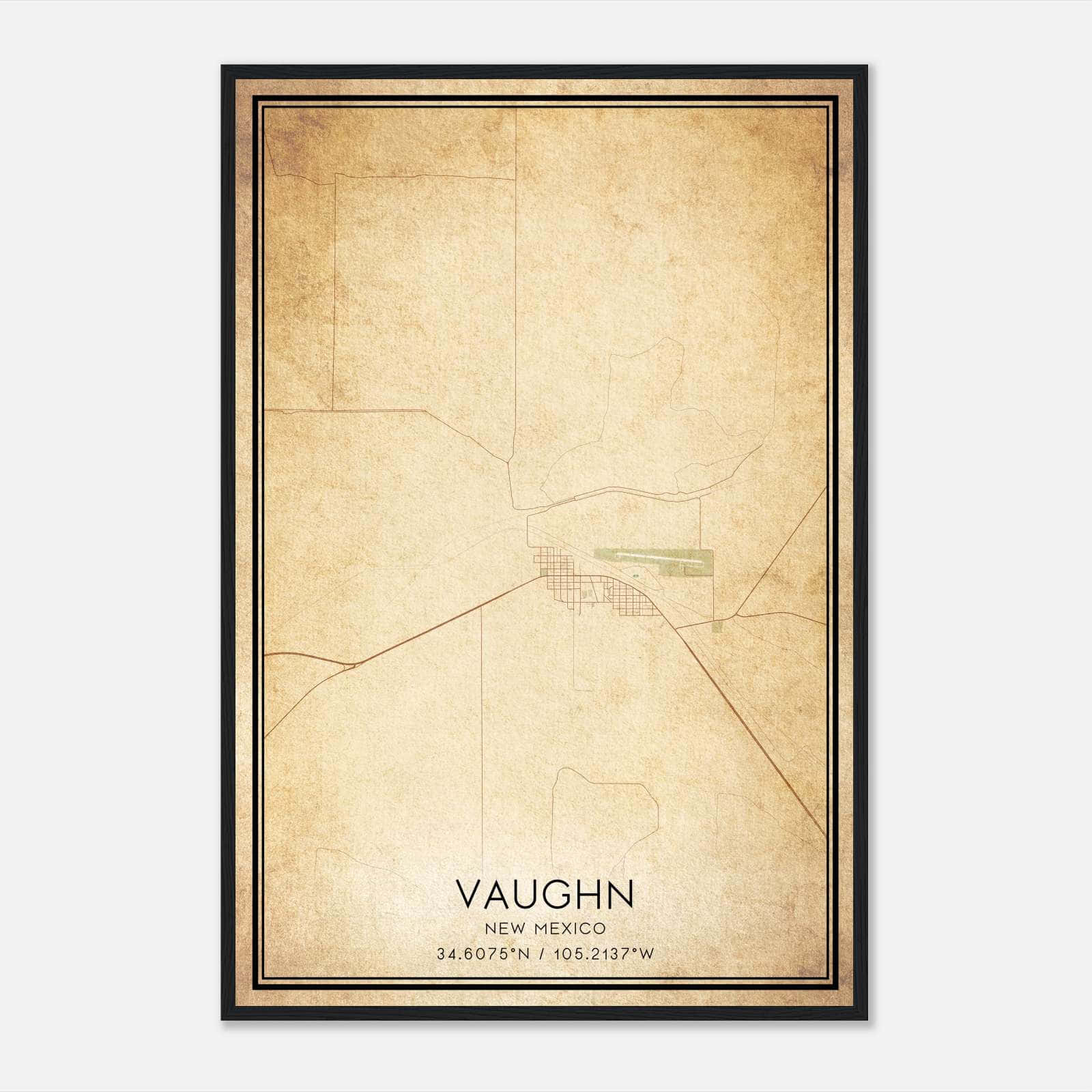 Vintage Vaughn New Mexico Map Poster, Vaughn NM City Road Wall Art ...