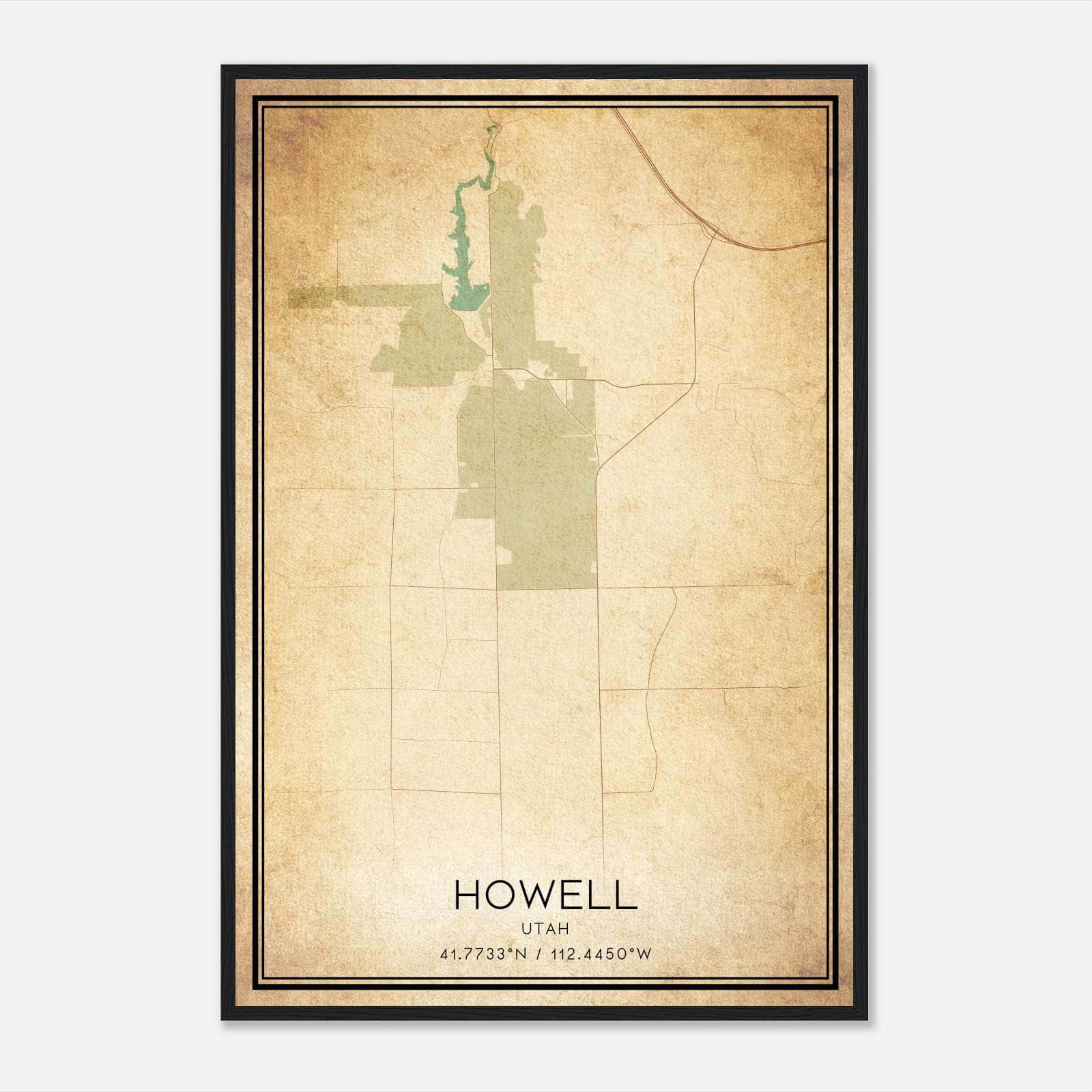 Vintage Howell Utah Map Poster, Howell UT City Road Wall Art Print ...