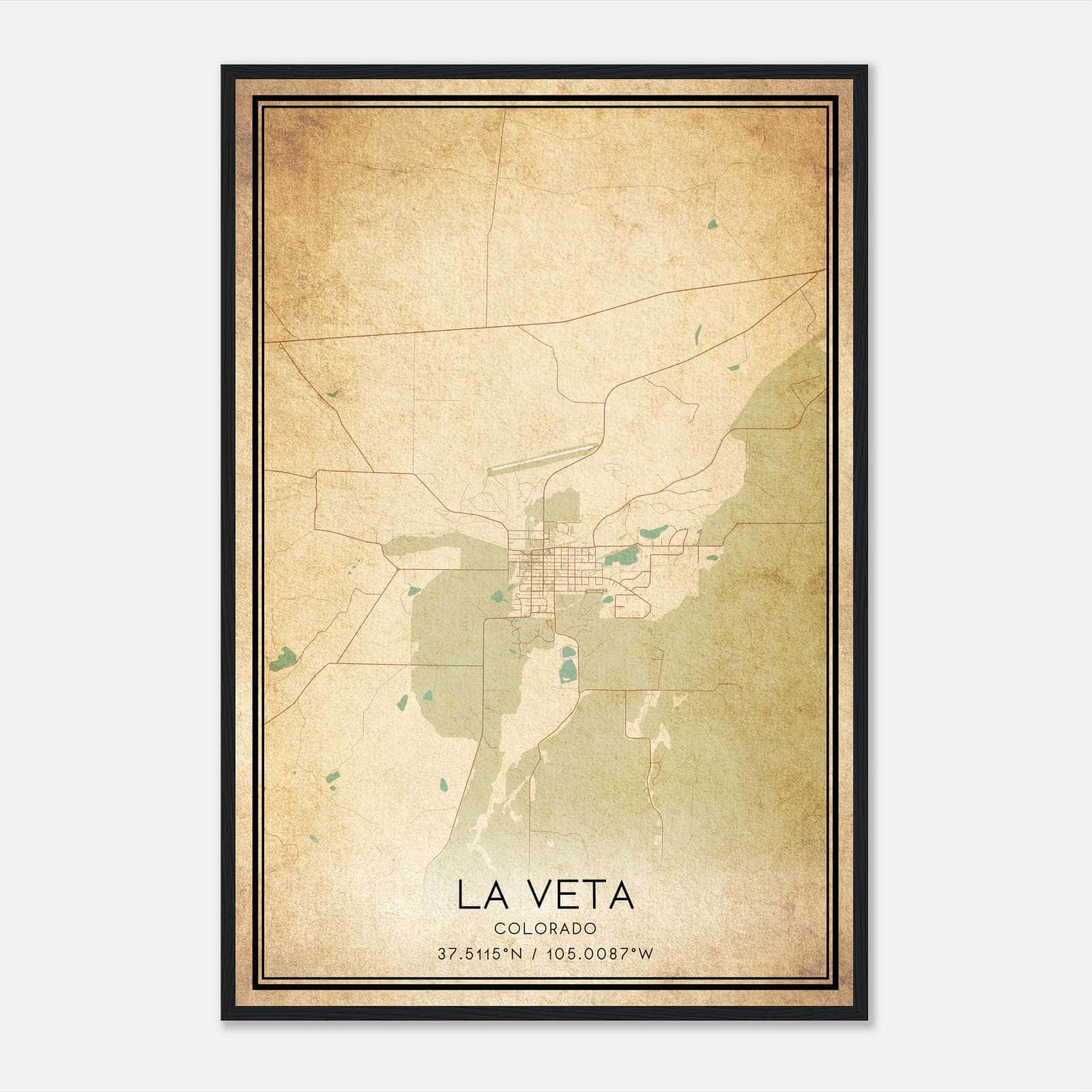 Vintage La Veta Colorado Map Poster, La Veta CO City Road Wall Art ...