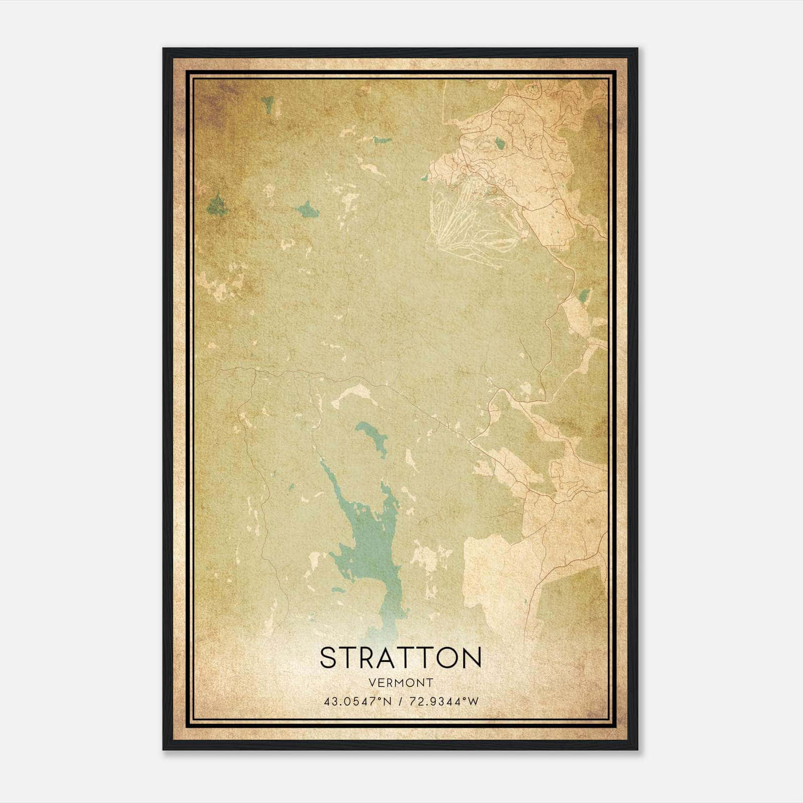 Vintage Stratton Vermont Map Poster, Stratton VT City Road Wall Art ...