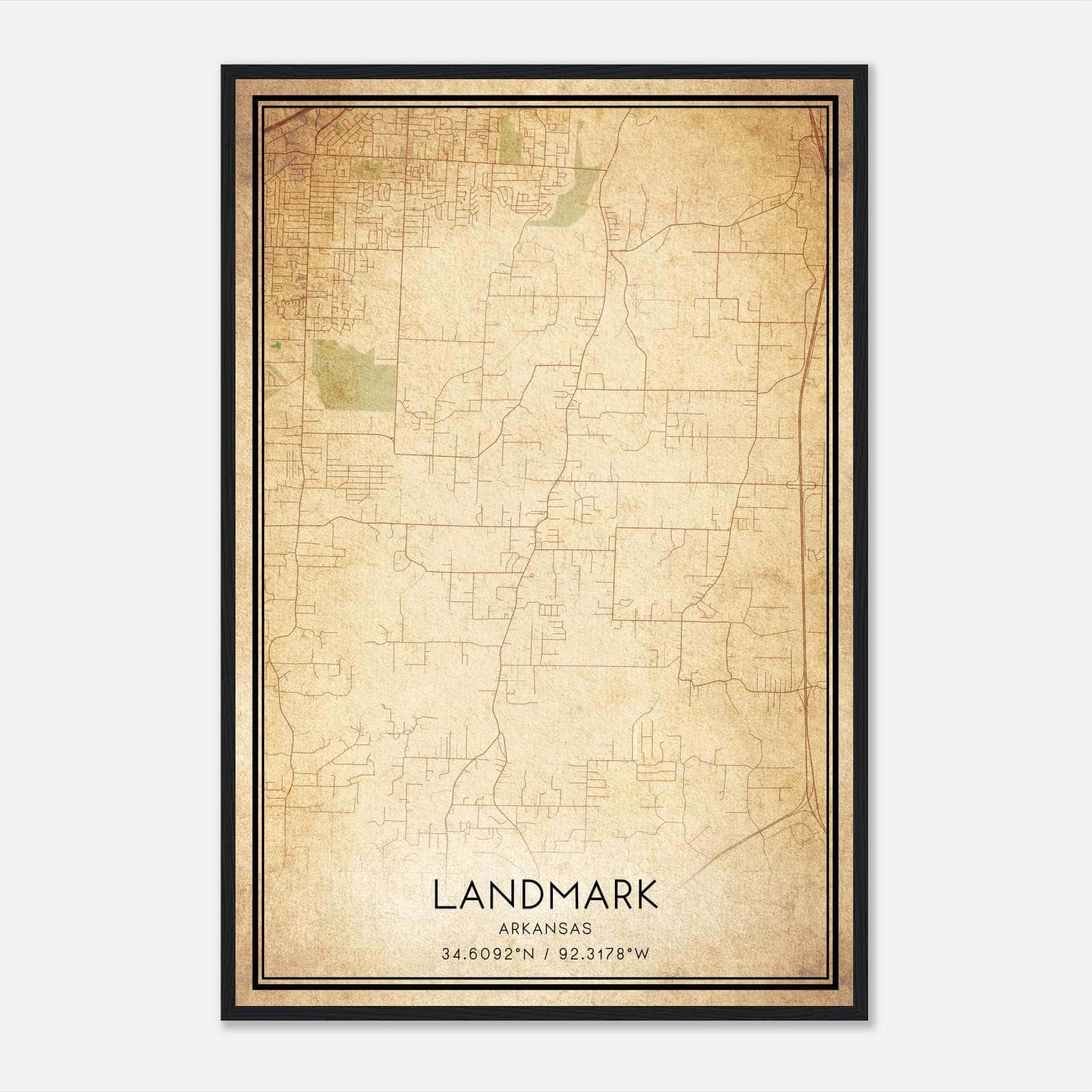Vintage Landmark Arkansas Map Poster, Landmark AR City Road Wall Art ...