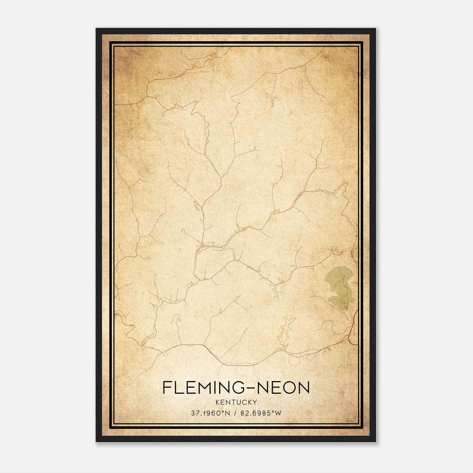 Vintage Fleming-Neon Kentucky Map Poster, Fleming-Neon KY City Road ...