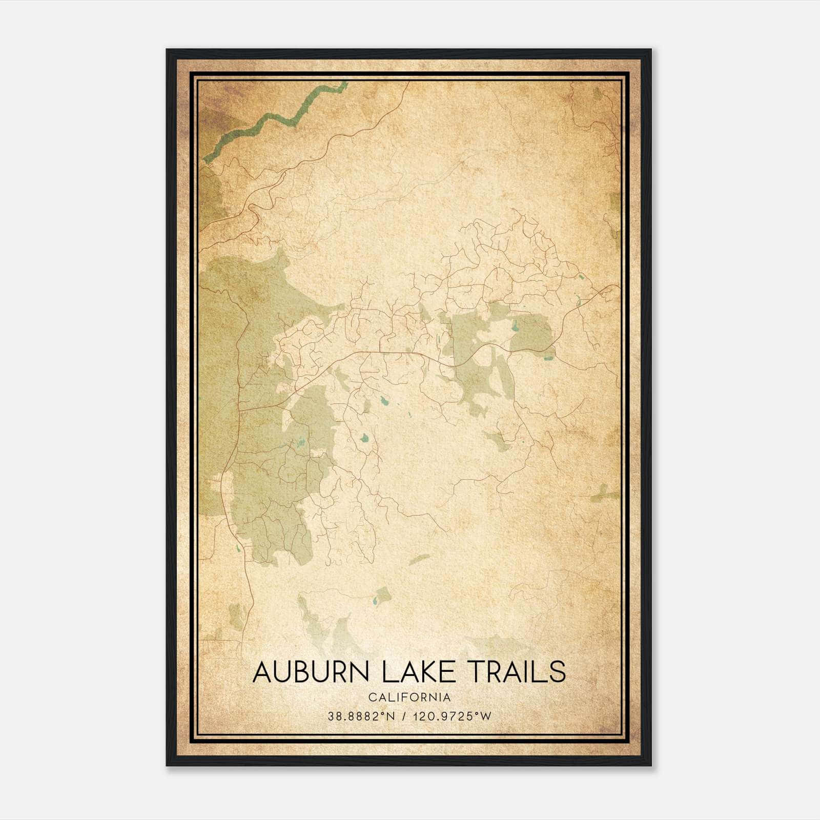 Vintage Auburn Lake Trails California Map Poster, Auburn Lake Trails CA ...
