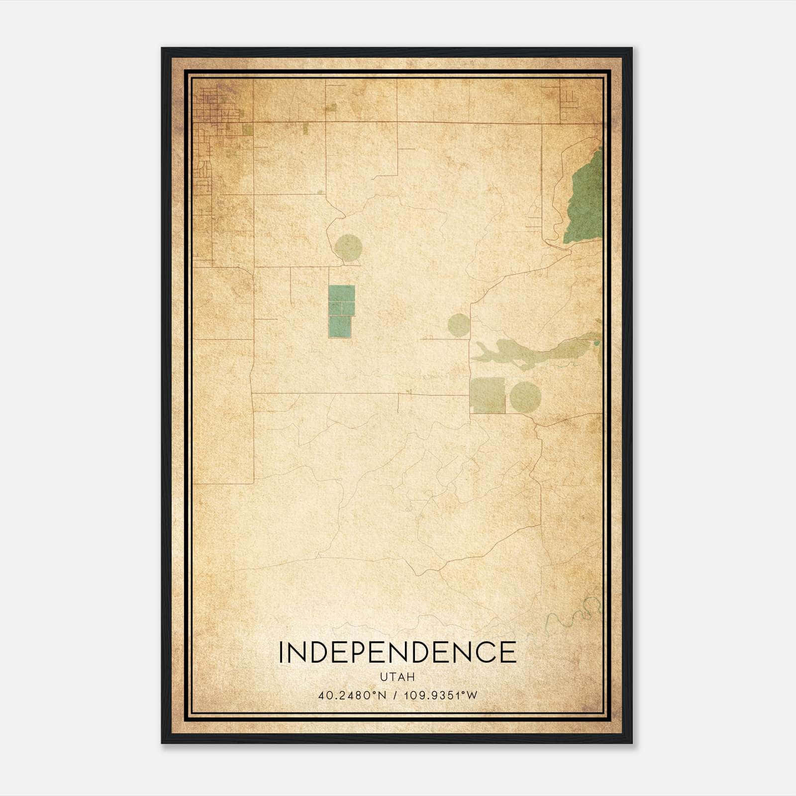 Vintage Independence Utah Map Poster, Independence UT City Road Wall ...