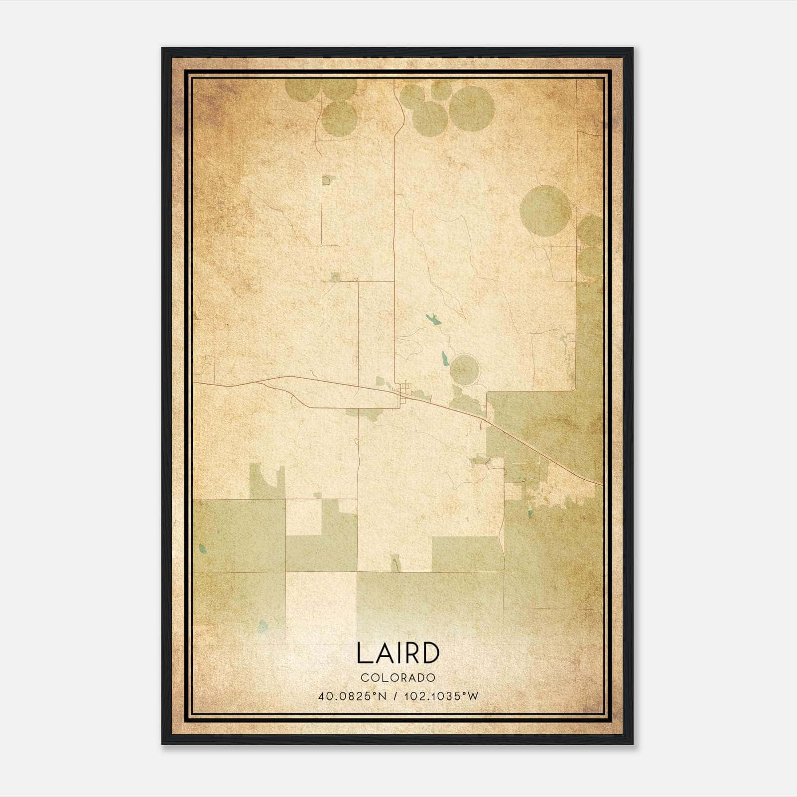 Vintage Laird Colorado Map Poster, Laird CO City Road Wall Art Print ...