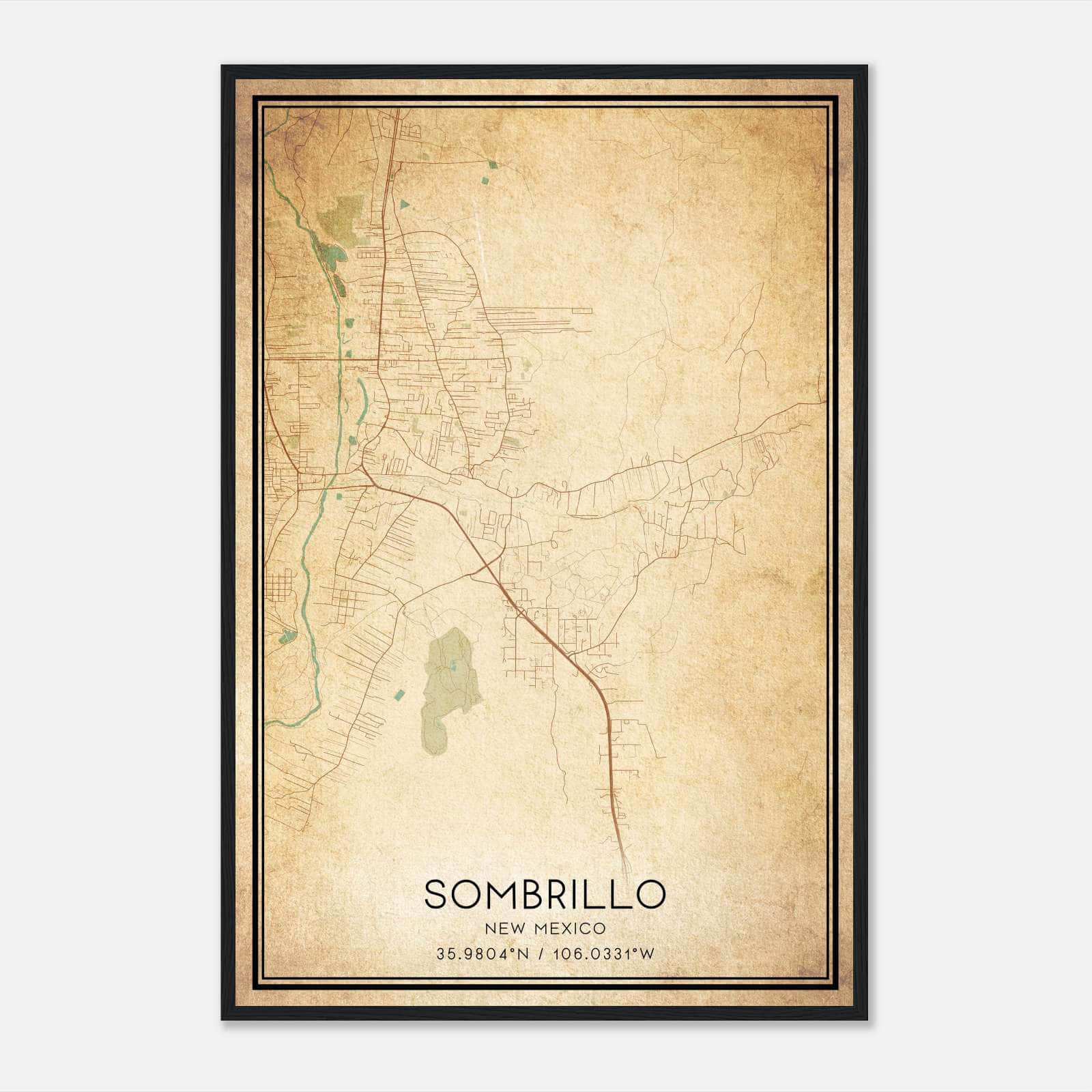Vintage Sombrillo New Mexico Map Poster, Sombrillo NM City Road Wall ...