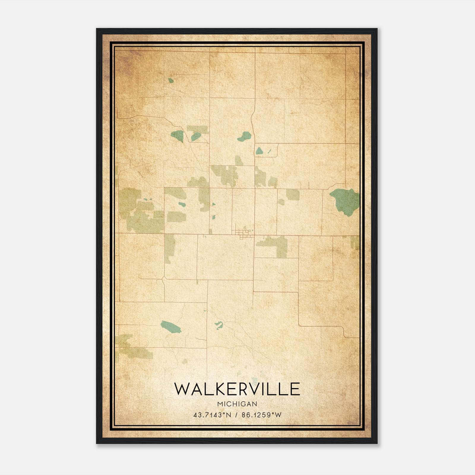 Vintage Walkerville Michigan Map Poster, Walkerville MI City Road Wall ...