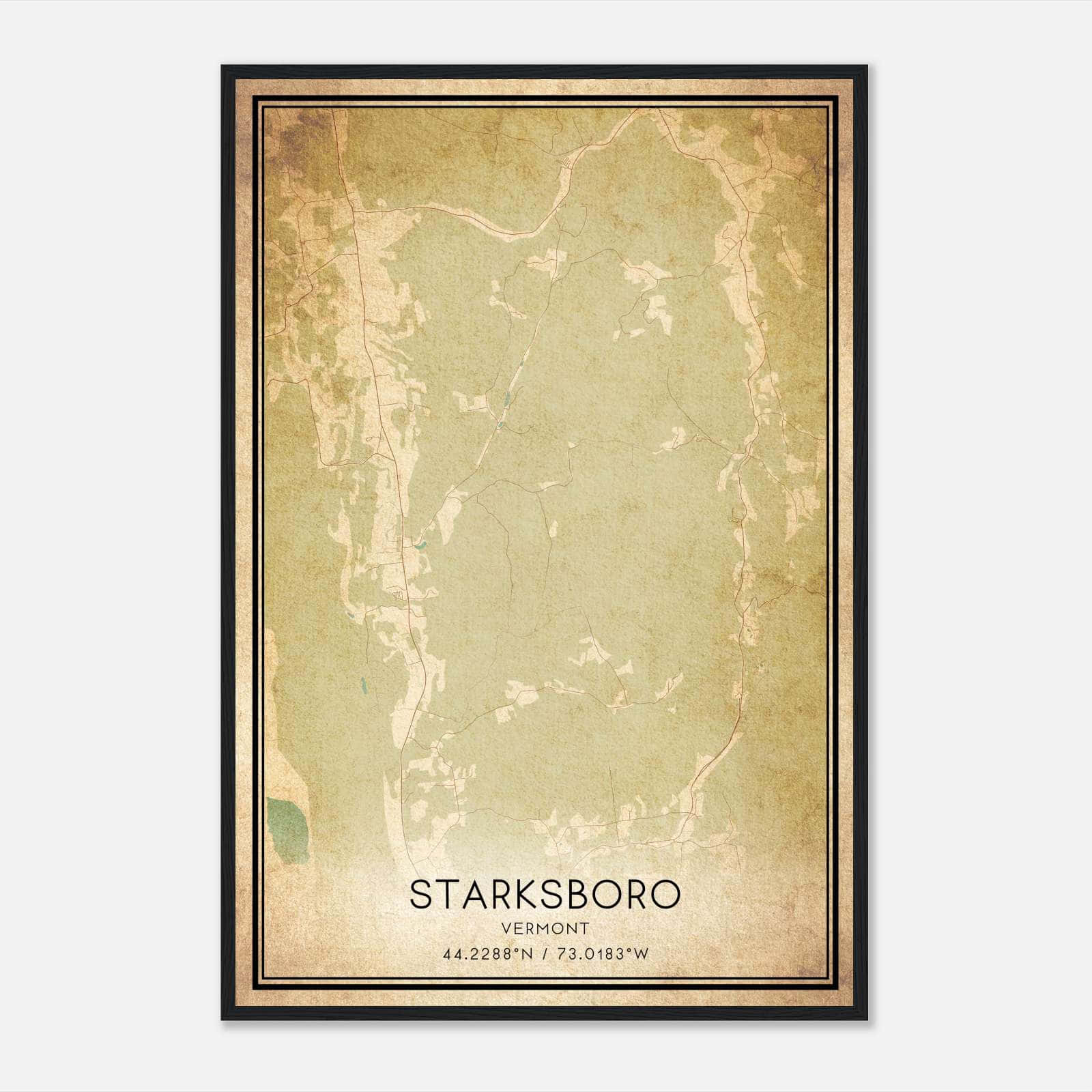 Vintage Starksboro Vermont Map Poster, Starksboro VT City Road Wall Art ...