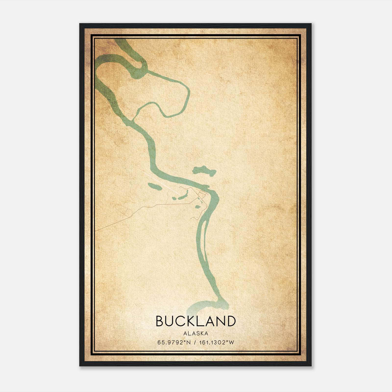 Vintage Buckland Alaska Map Poster, Buckland AK City Road Wall Art ...