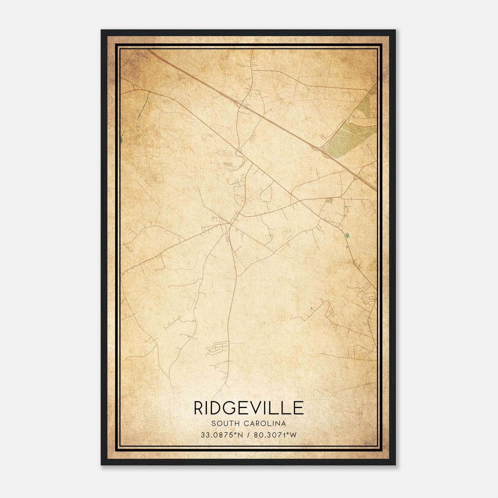 Vintage Ridgeville South Carolina Map Poster, Ridgeville SC City Road ...