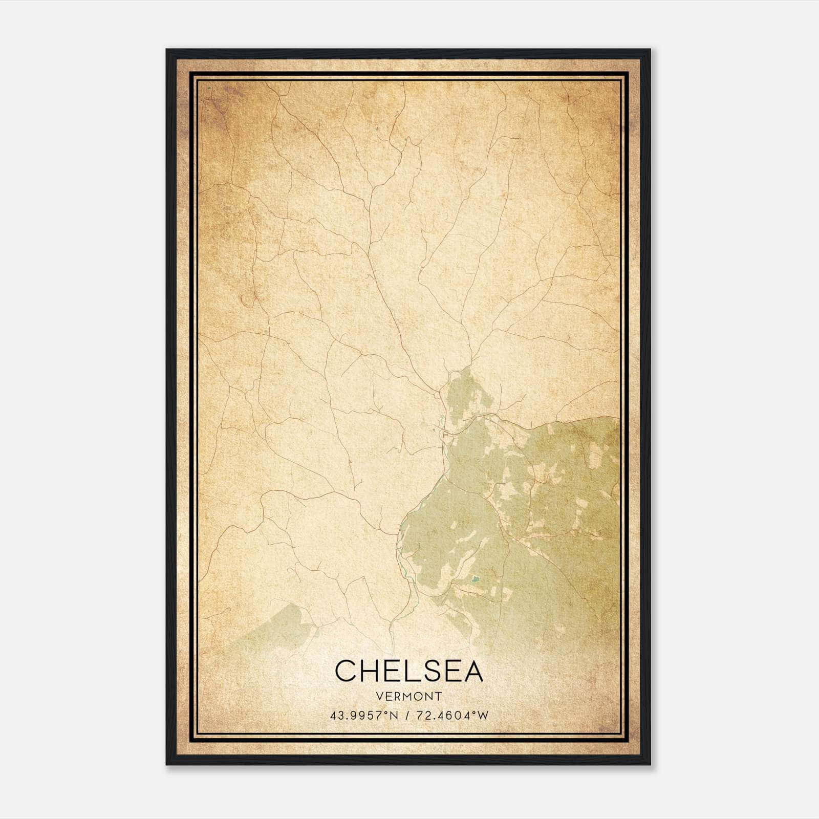 Vintage Chelsea Vermont Map Poster, Chelsea VT City Road Wall Art Print ...