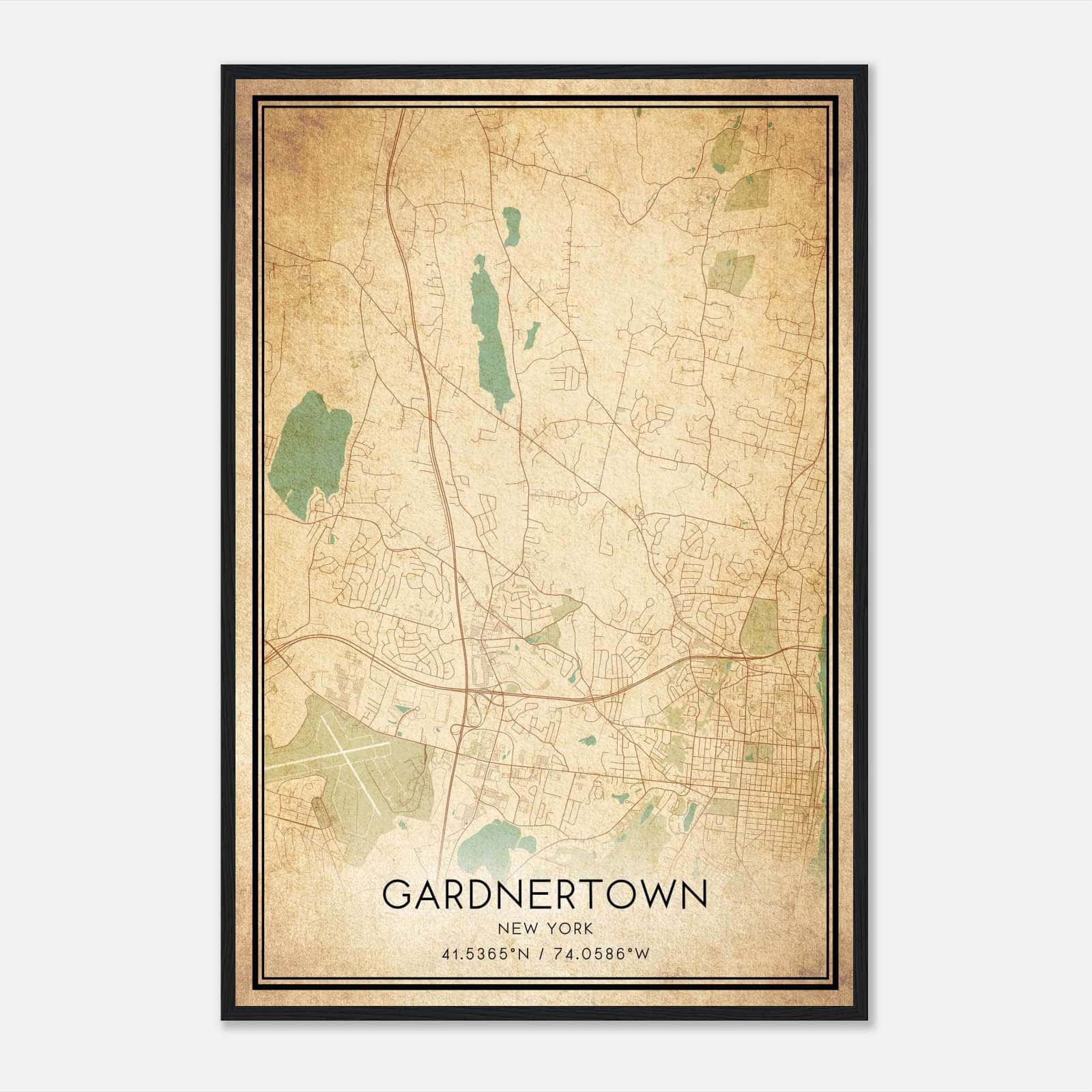 Vintage Gardnertown New York Map Poster, Gardnertown NY City Road Wall Art Print - Custom Maps ...