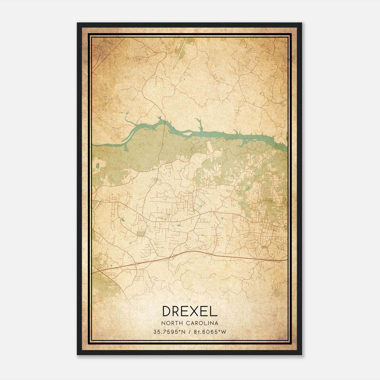 Vintage Drexel North Carolina Map Poster, Drexel NC City Road Wall Art ...