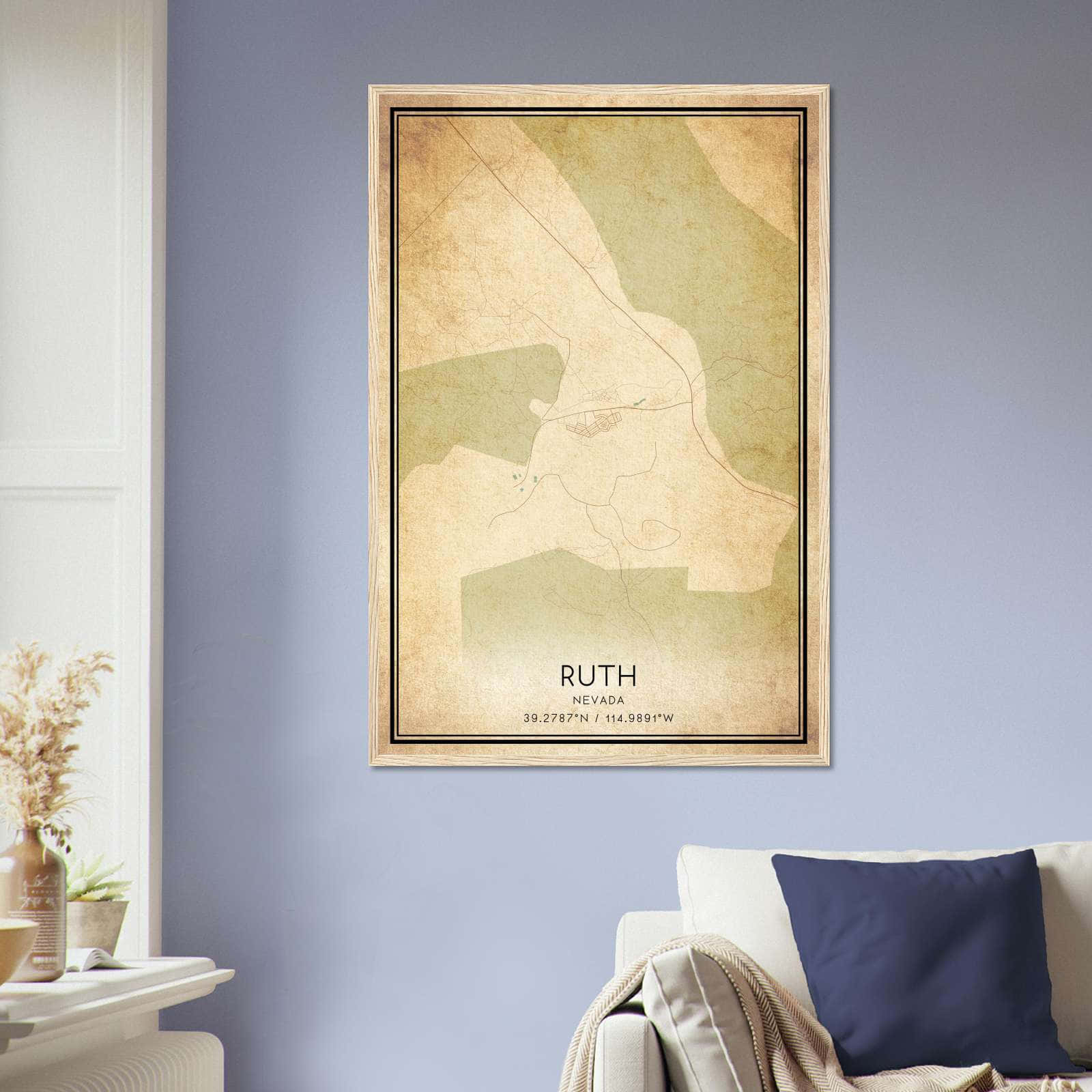 Vintage Ruth Nevada Map Poster, Ruth NV City Road Wall Art Print ...
