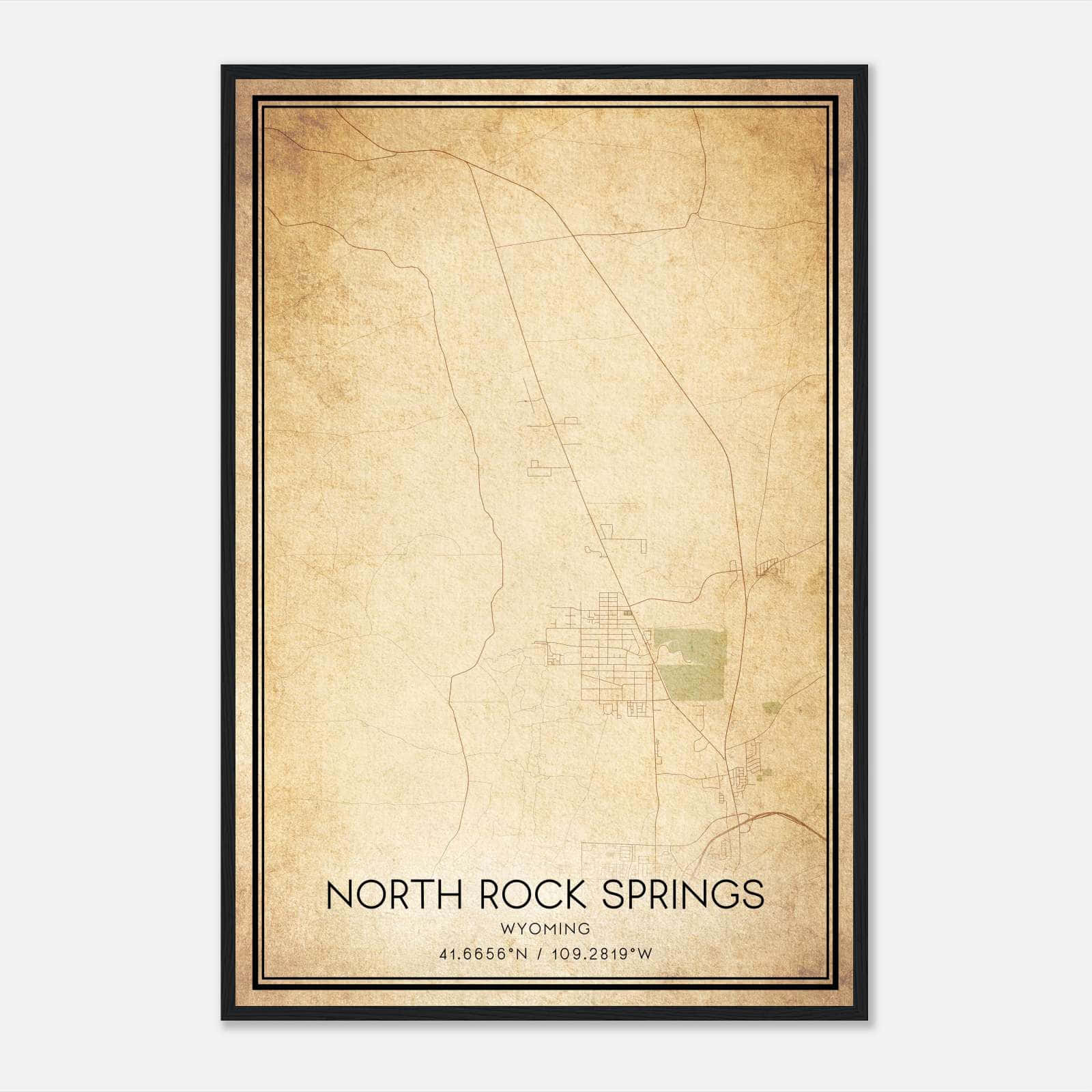 Vintage North Rock Springs Wyoming Map Poster, North Rock Springs WY ...