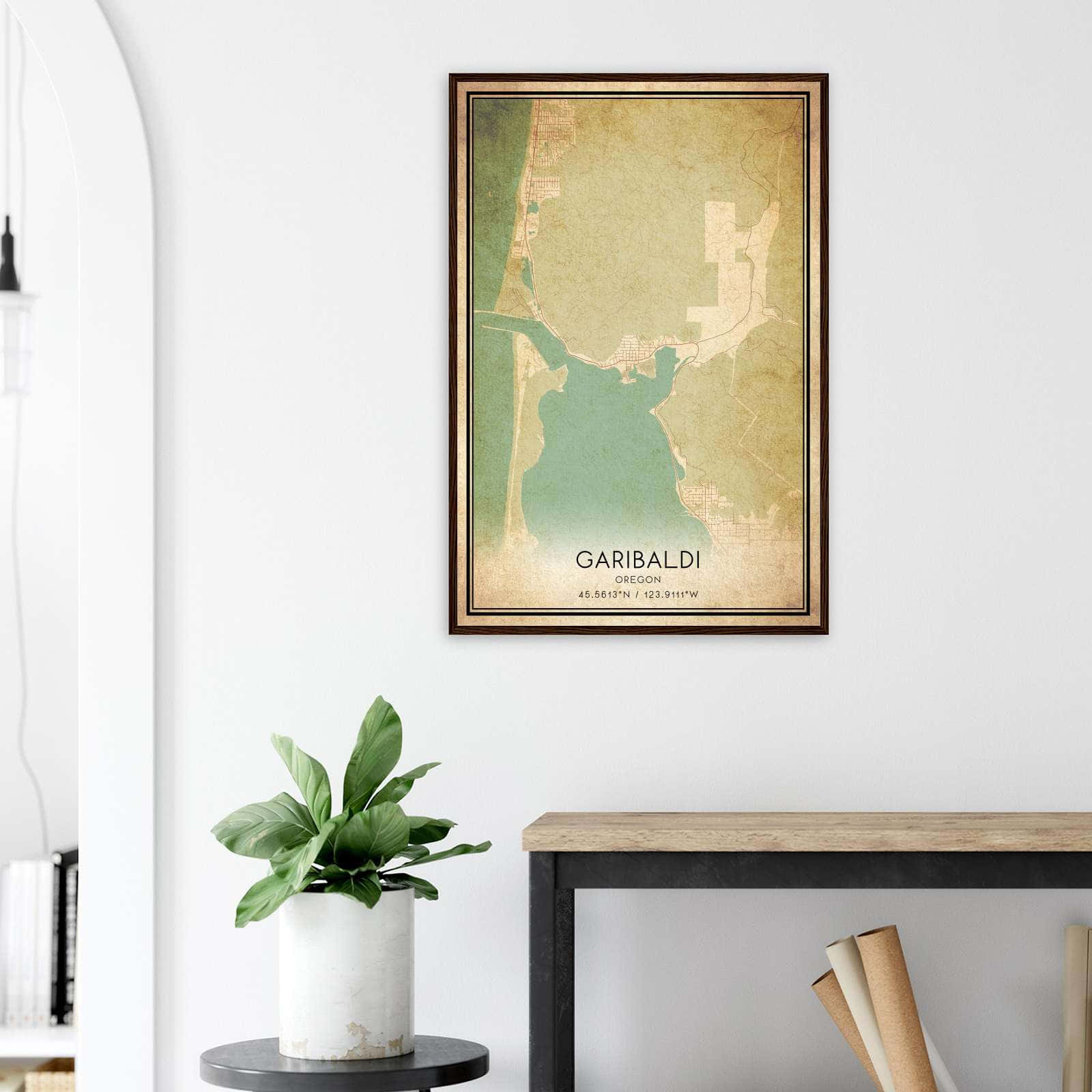 Vintage Garibaldi Oregon Map Poster, Garibaldi OR City Road Wall Art ...