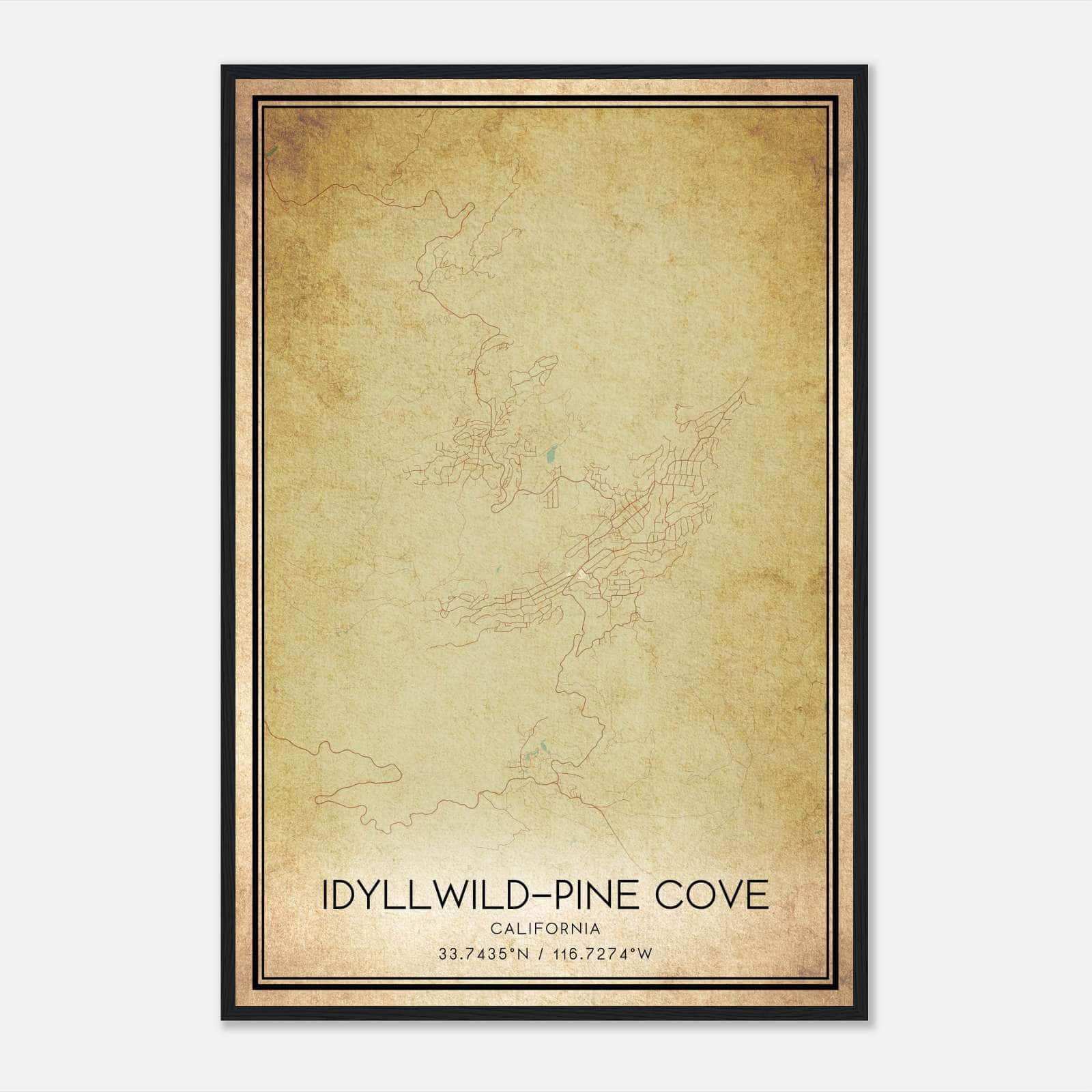 Vintage Idyllwild-Pine Cove California Map Poster, Idyllwild-Pine Cove ...