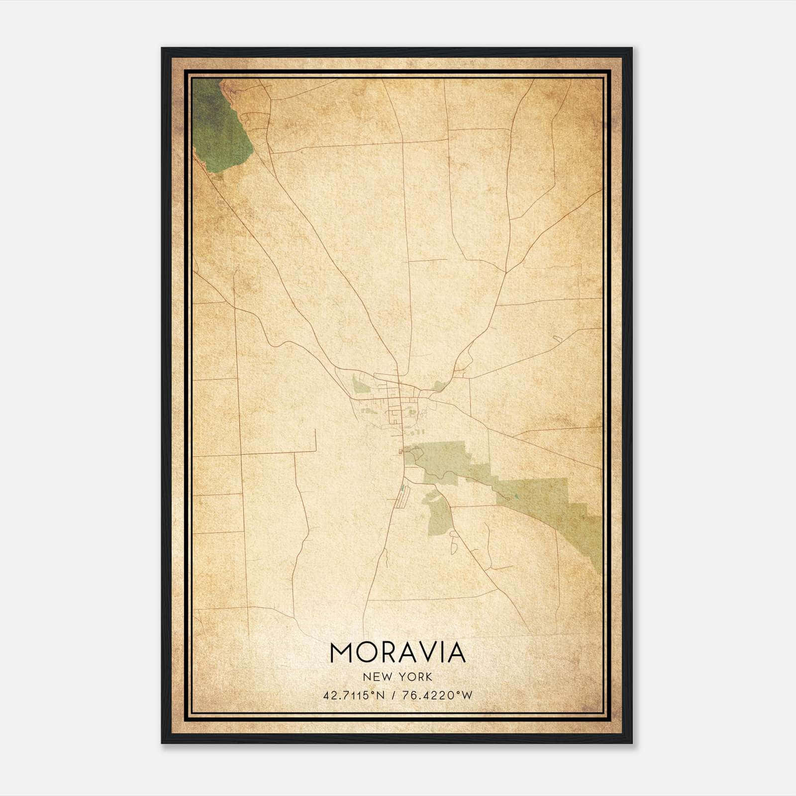 Vintage Moravia New York Map Poster, Moravia NY City Road Wall Art ...