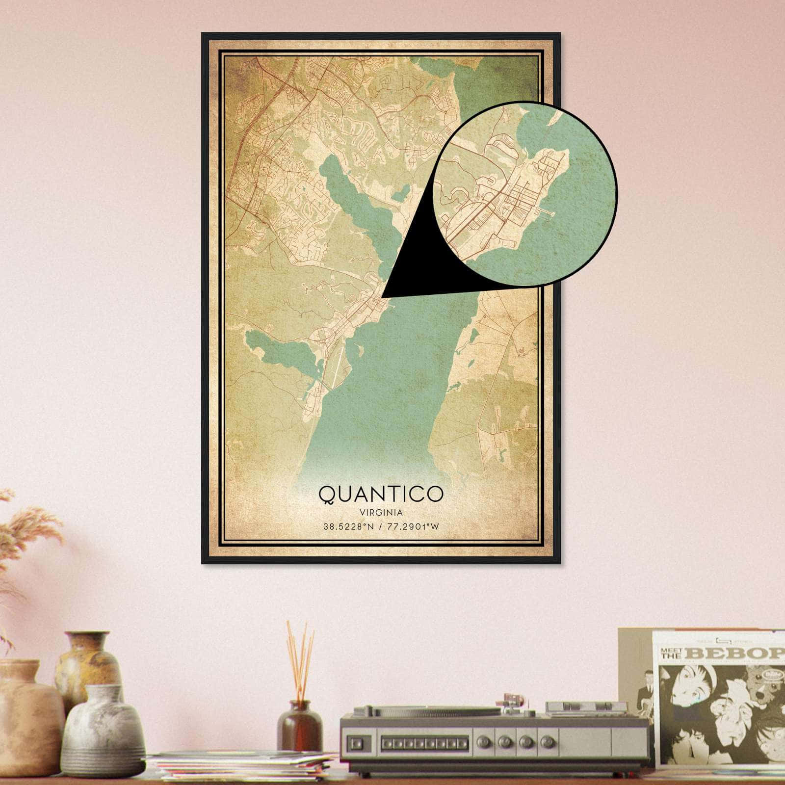 Vintage Quantico Virginia Map Poster, Quantico VA City Road Wall Art ...