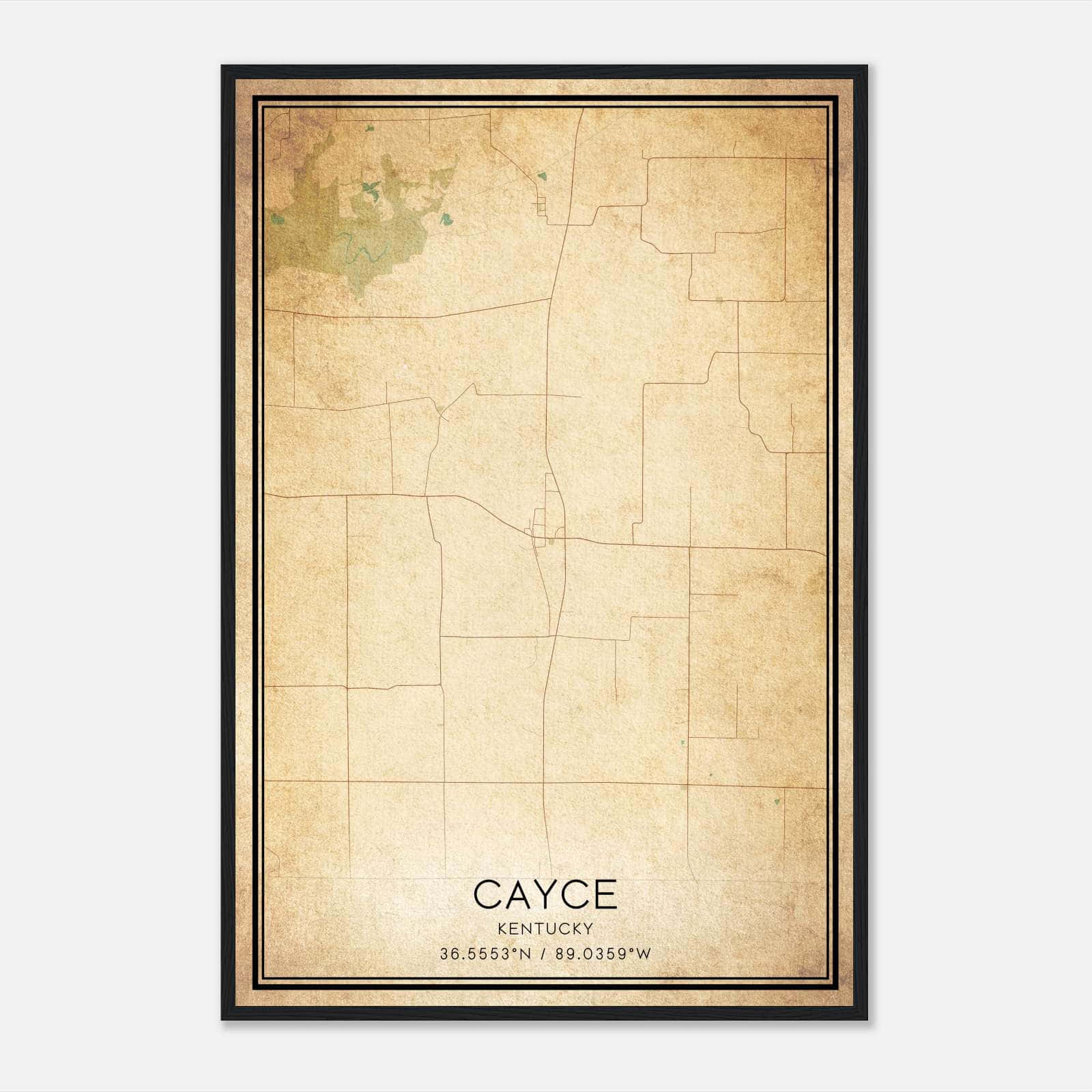 Vintage Cayce Kentucky Map Poster, Cayce KY City Road Wall Art Print ...