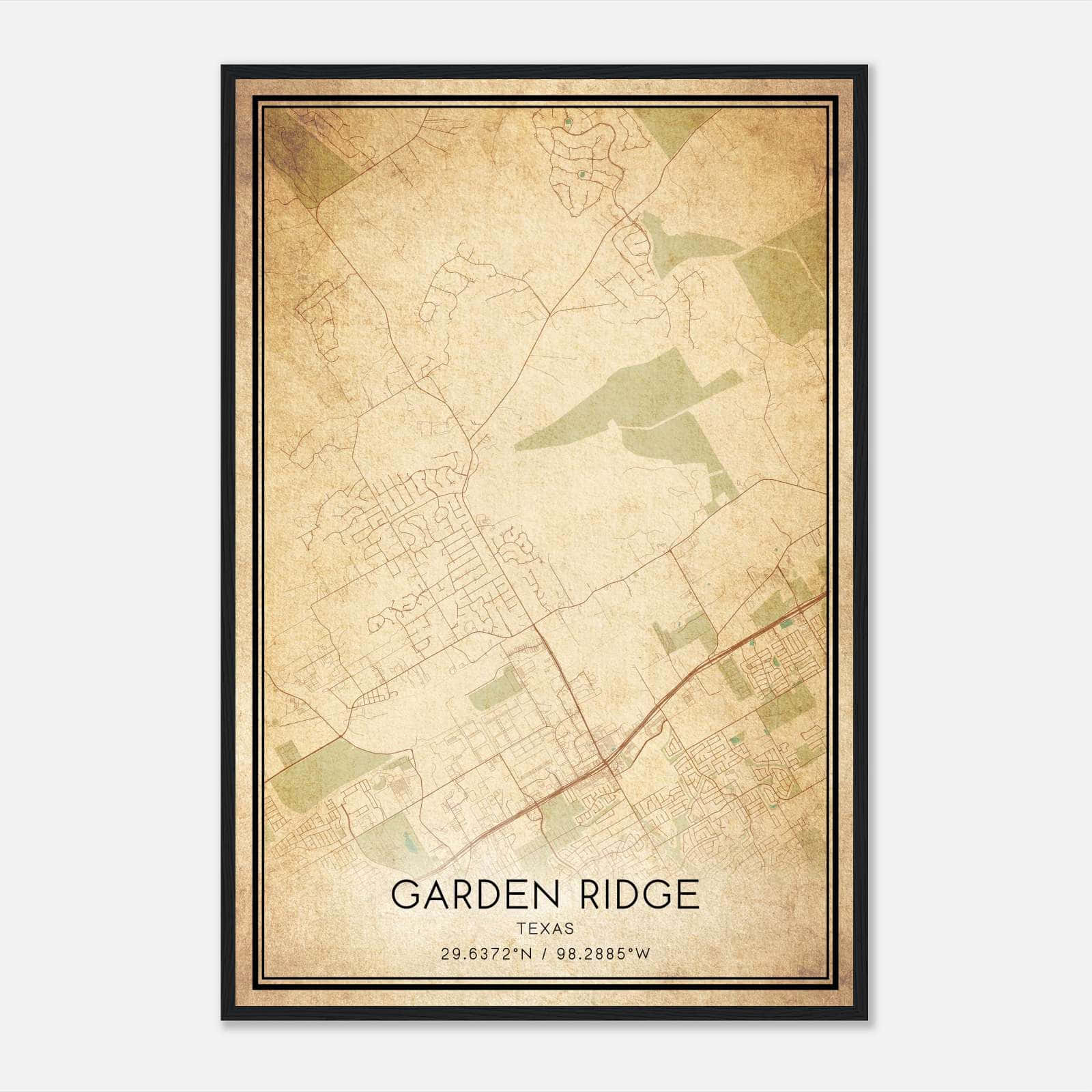 Vintage Garden Ridge Texas Map Poster, Garden Ridge TX City Road Wall ...