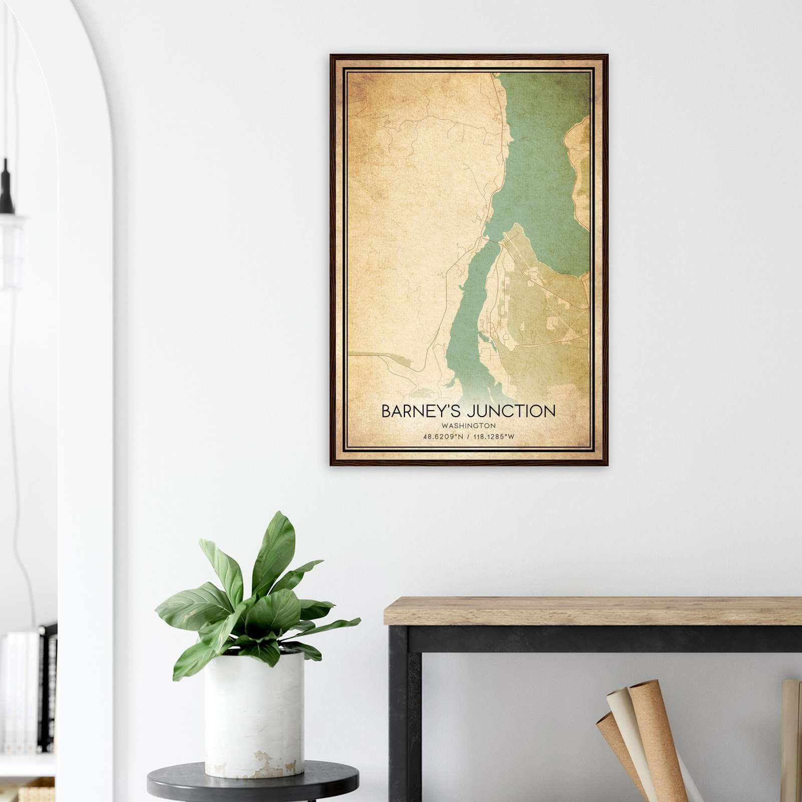 Vintage Barney's Junction Washington Map Poster, Barney's Junction WA ...