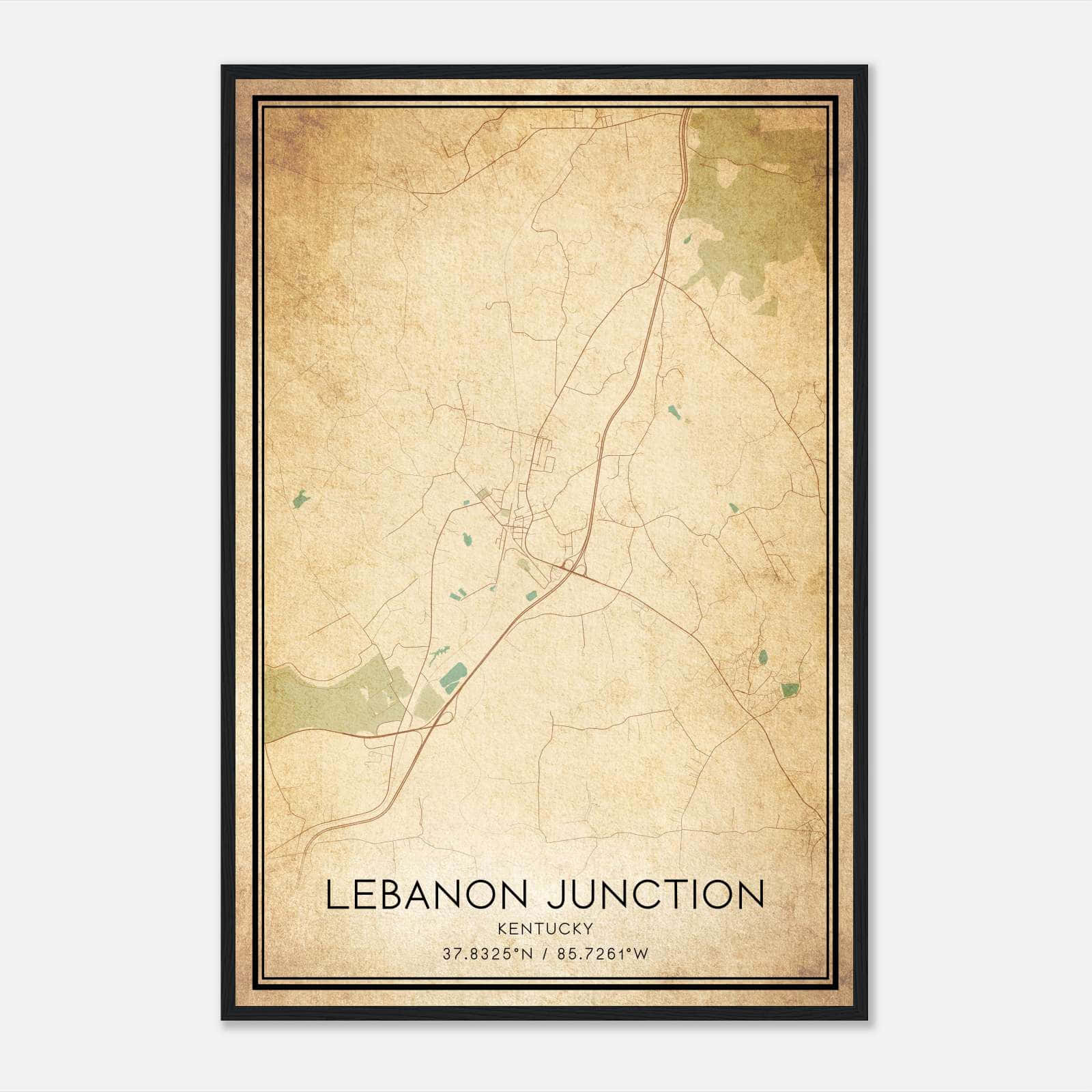 Vintage Lebanon Junction Kentucky Map Poster, Lebanon Junction KY City ...