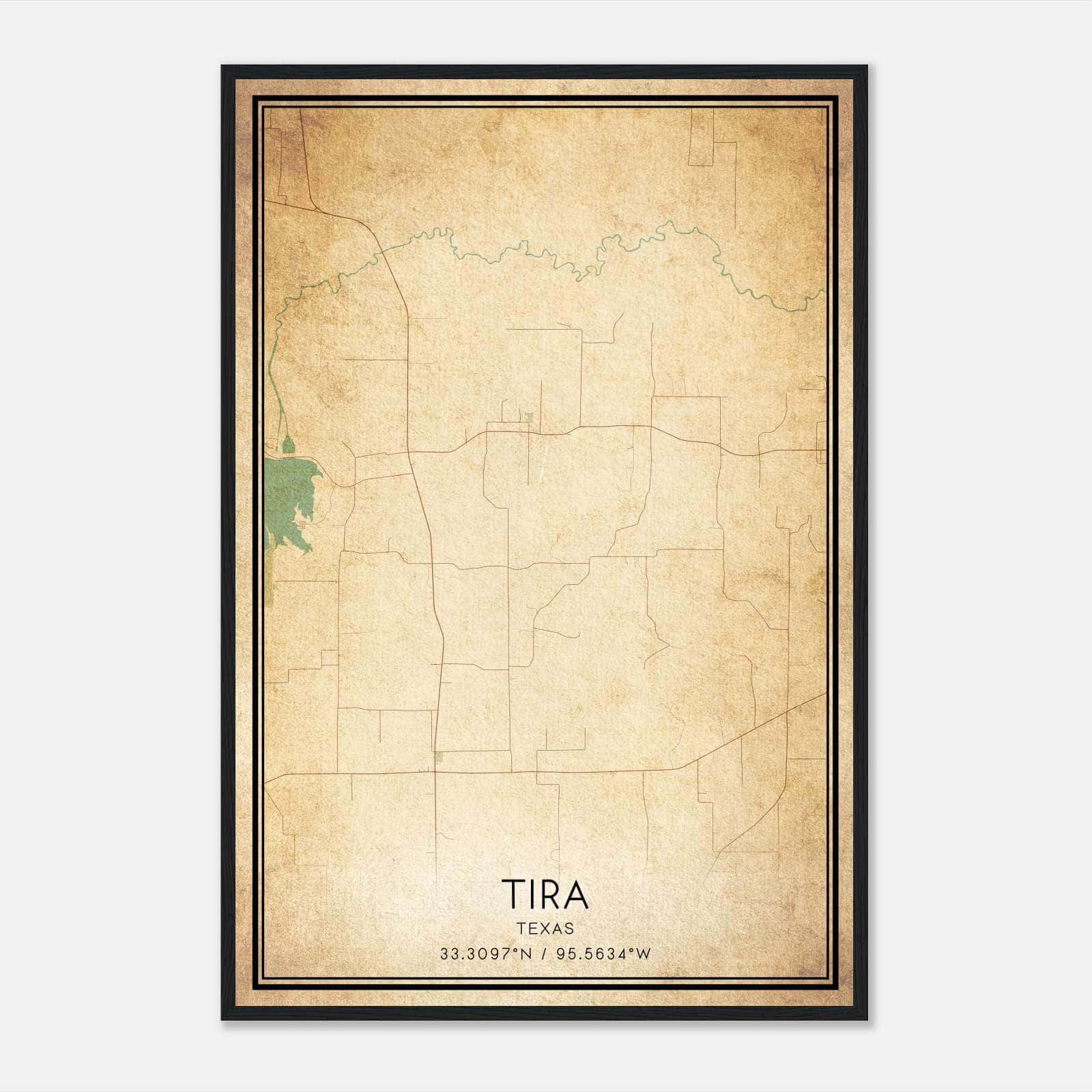 Vintage Tira Texas Map Poster, Tira TX City Road Wall Art Print ...