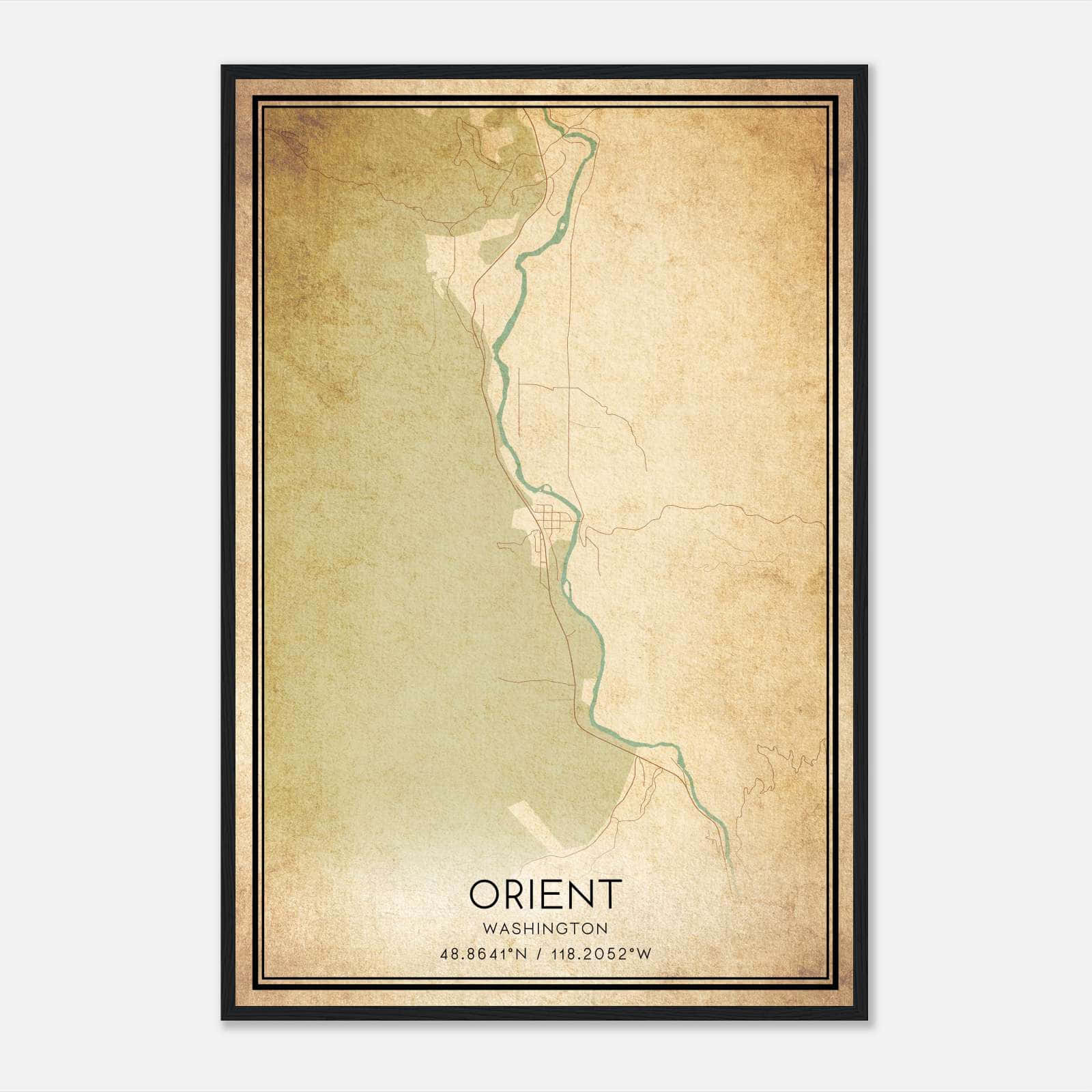 Vintage Orient Washington Map Poster, Orient WA City Road Wall Art ...