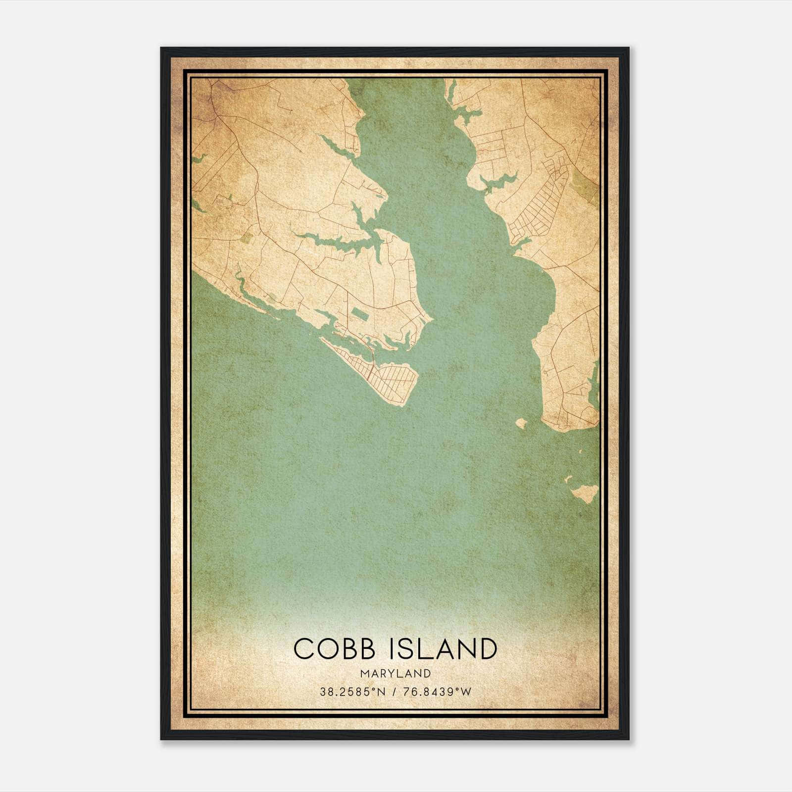 Vintage Cobb Island Maryland Map Poster, Cobb Island MD City Road Wall ...
