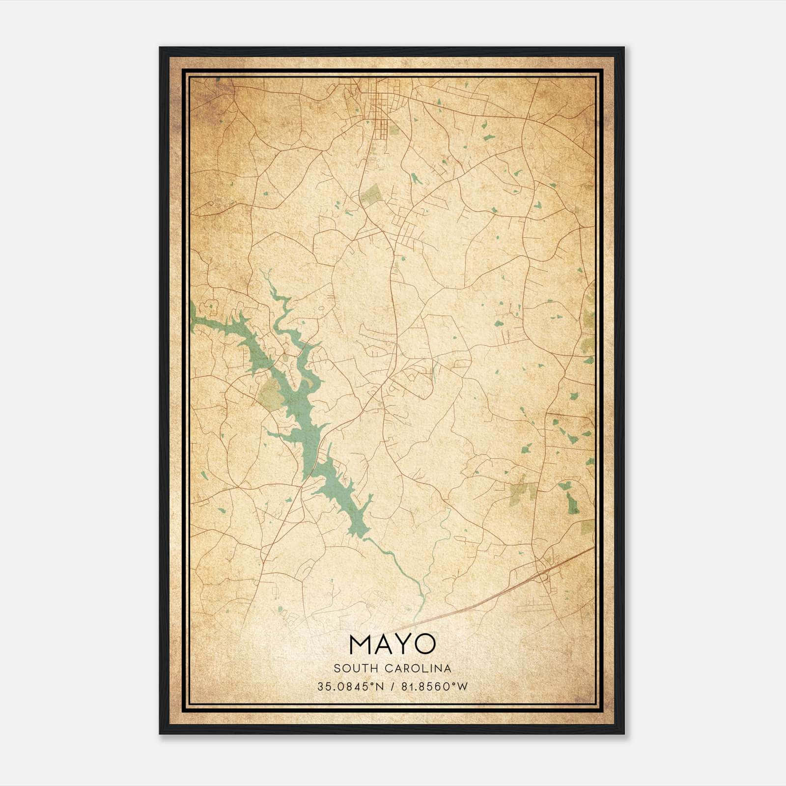 Vintage Mayo South Carolina Map Poster, Mayo SC City Road Wall Art ...