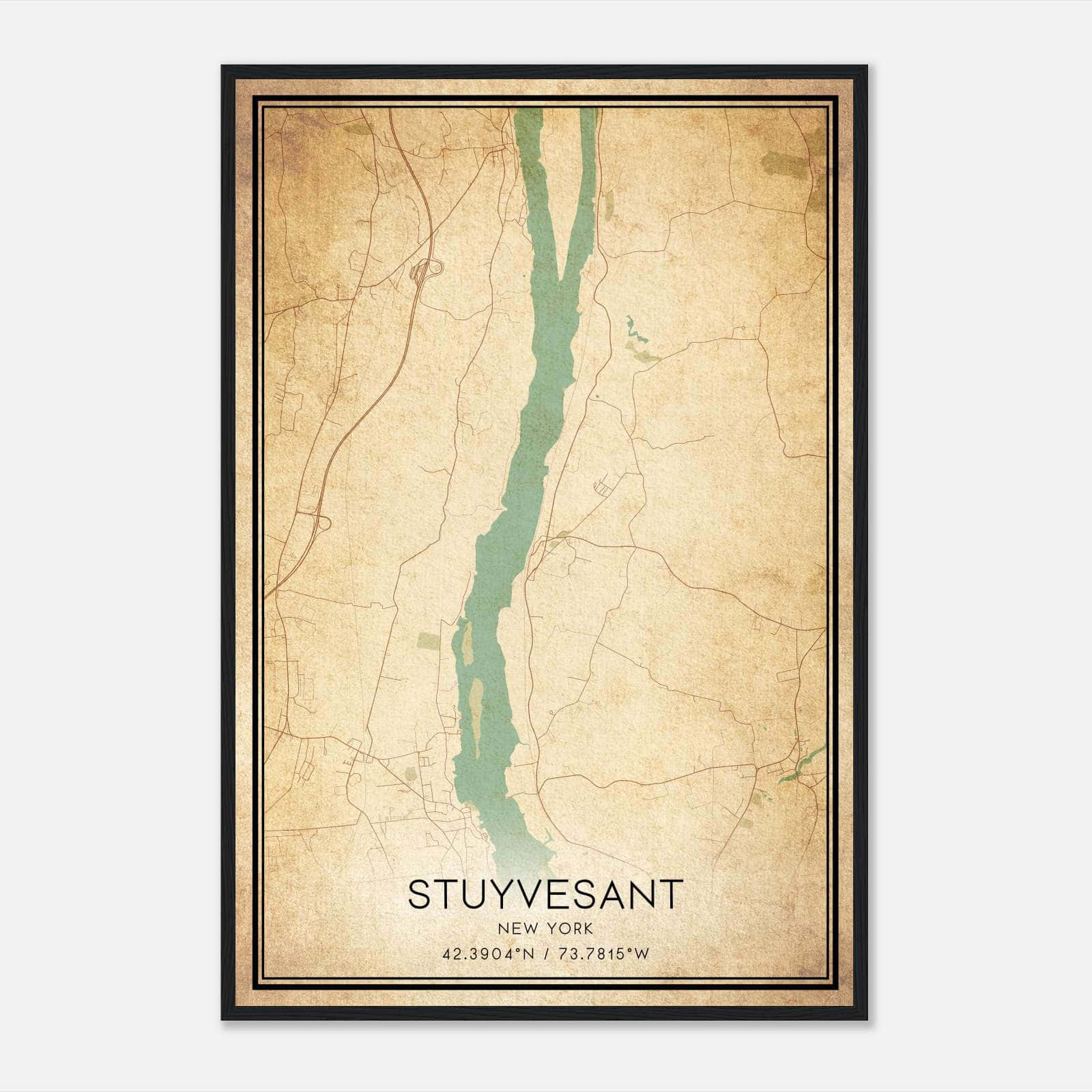 Vintage Stuyvesant New York Map Poster, Stuyvesant NY City Road Wall ...