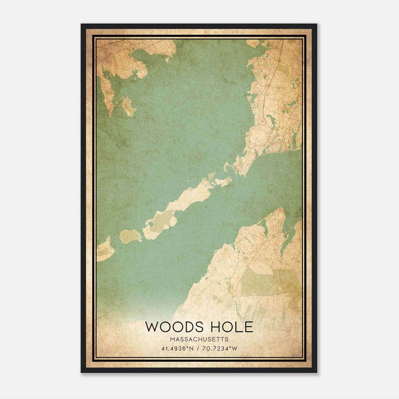 Vintage Woods Hole Massachusetts Map Poster, Woods Hole MA City Road ...