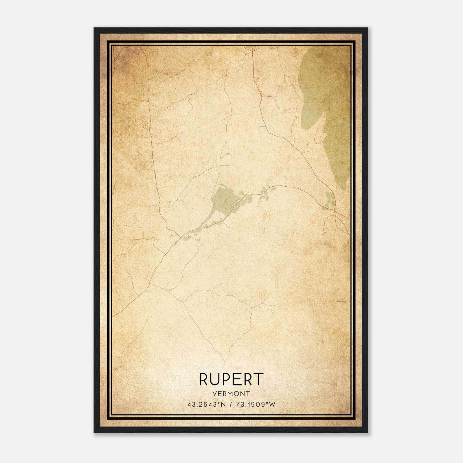 Vintage Rupert Vermont Map Poster, Rupert VT City Road Wall Art Print ...