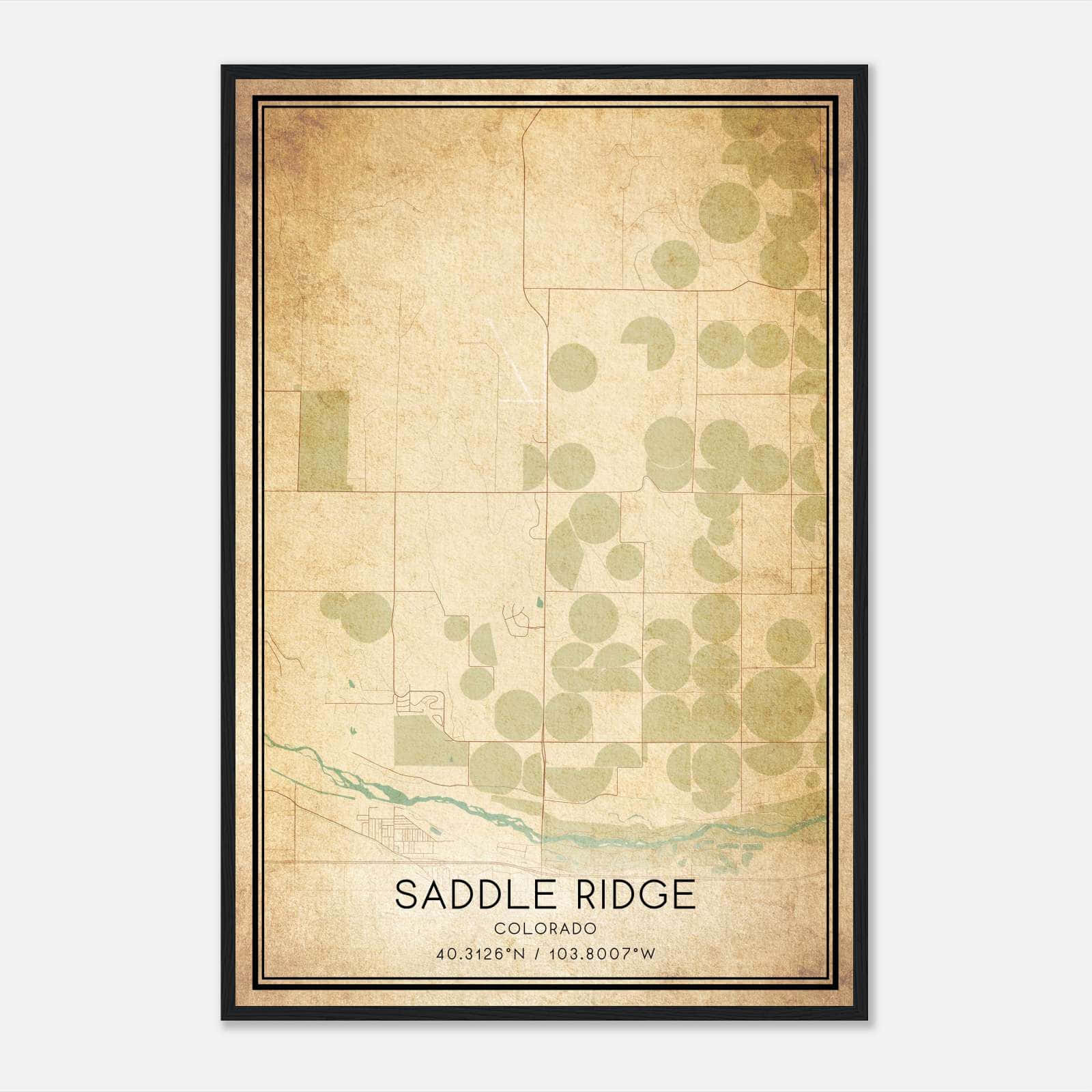 Vintage Saddle Ridge Colorado Map Poster, Saddle Ridge CO City Road ...