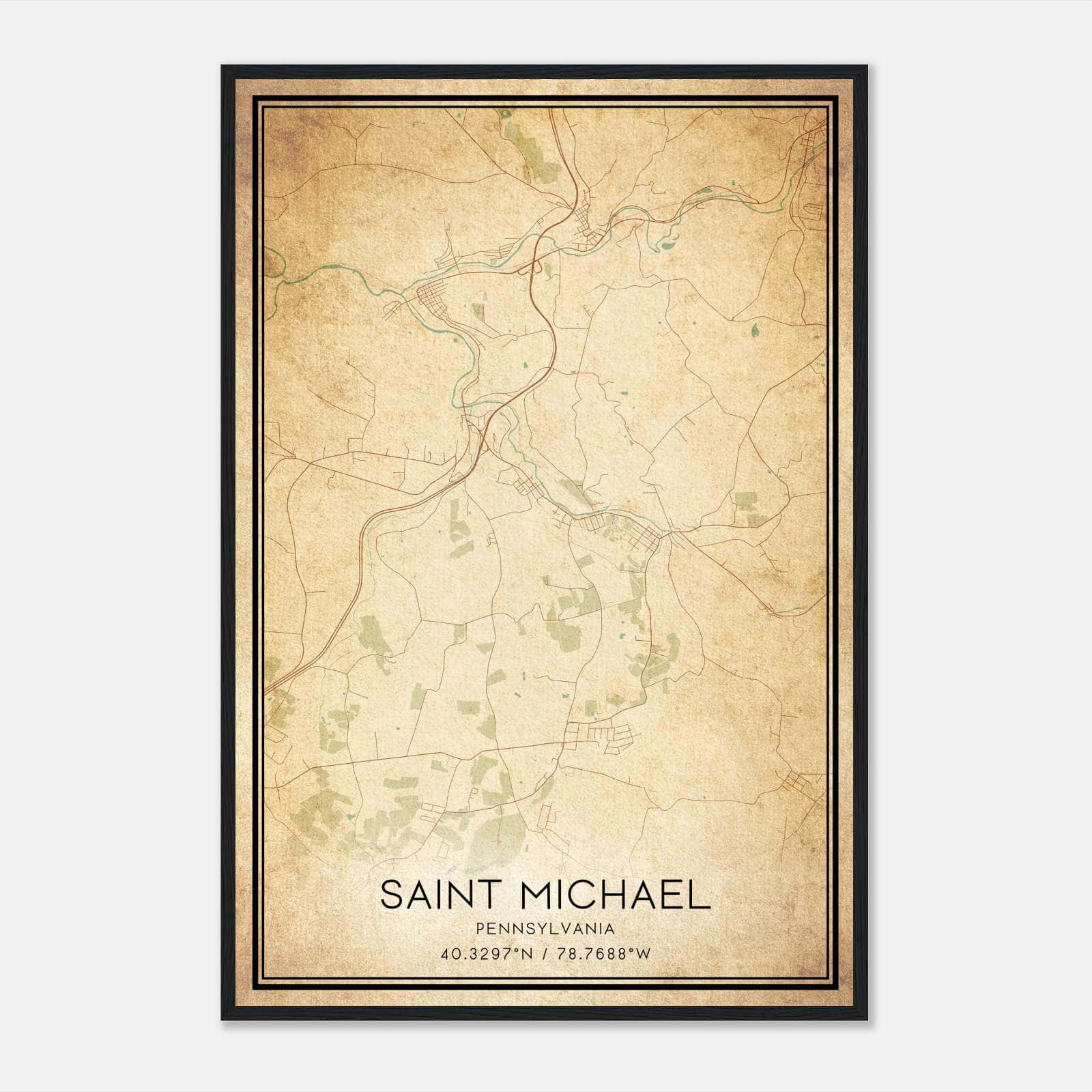 Vintage Saint Michael Pennsylvania Map Poster, Saint Michael PA City ...