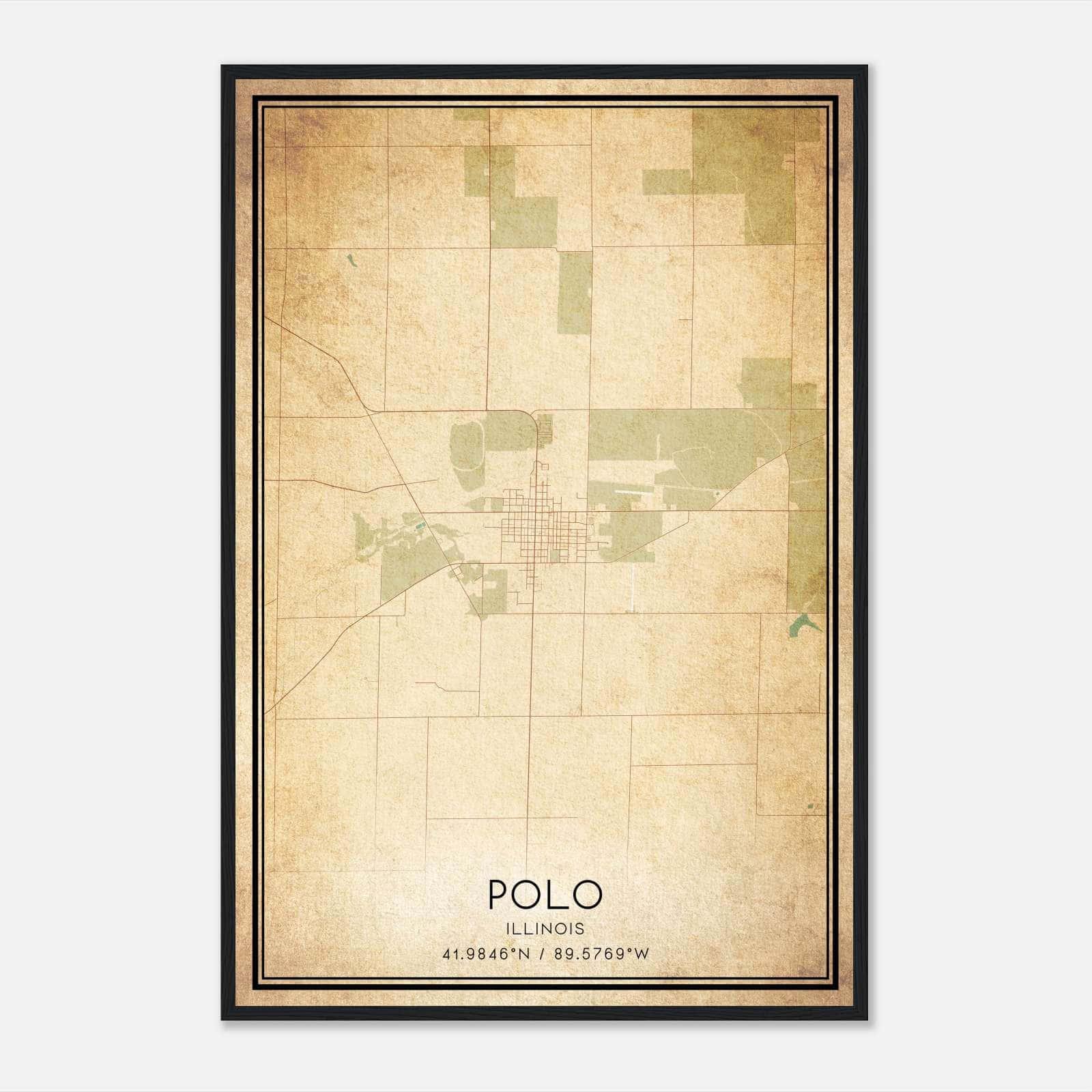 Vintage Polo Illinois Map Poster, Polo IL City Road Wall Art Print ...