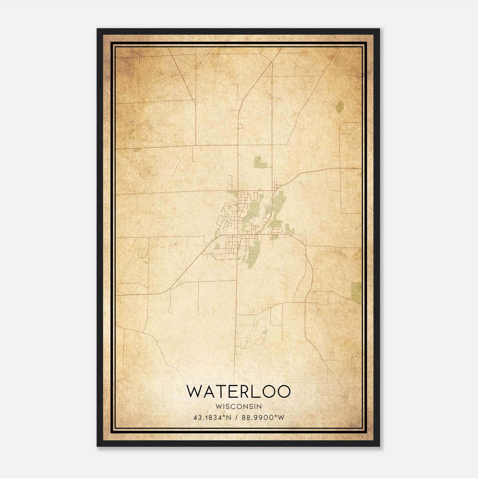 Vintage Waterloo Wisconsin Map Poster, Waterloo WI City Road Wall Art ...