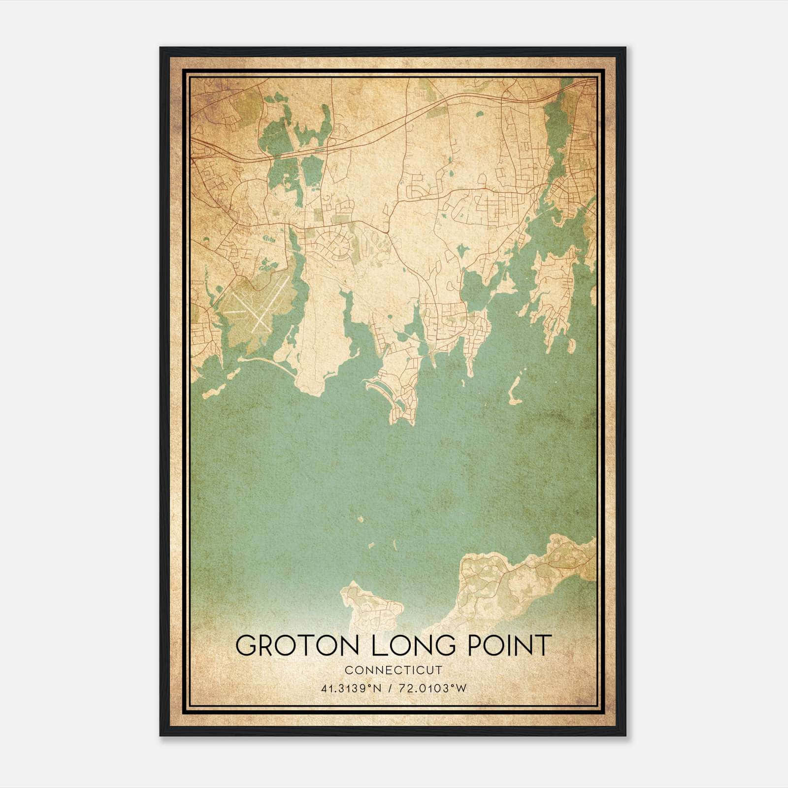 Vintage Groton Long Point Connecticut Map Poster, Groton Long Point CT ...